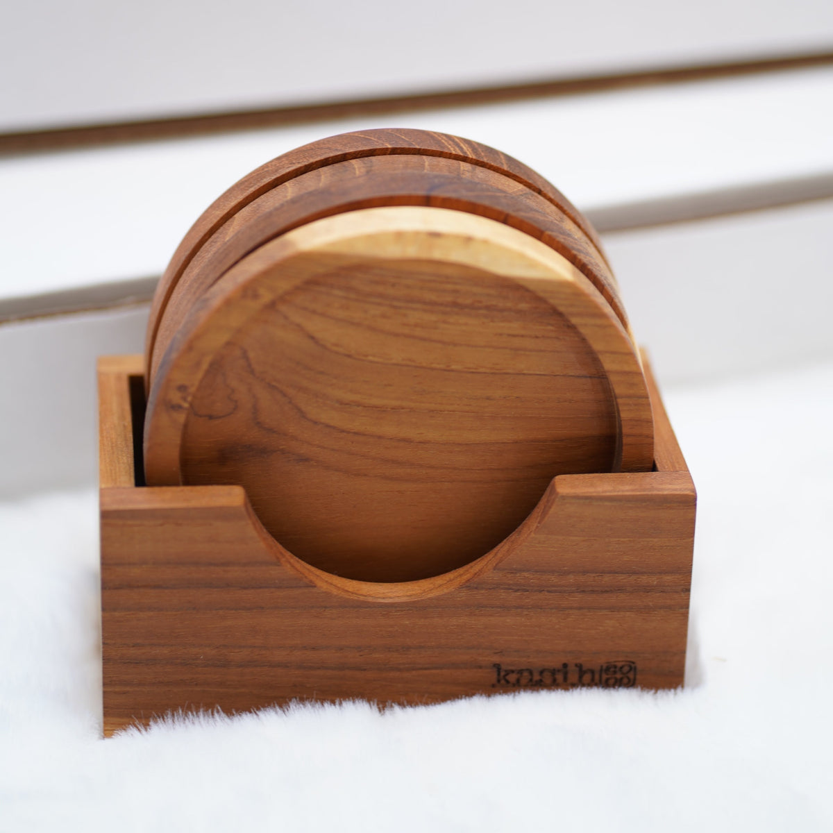 Handmade Teak Wood Coaster Set of Four, Bar Mat, Mid Century Glass Mat ...