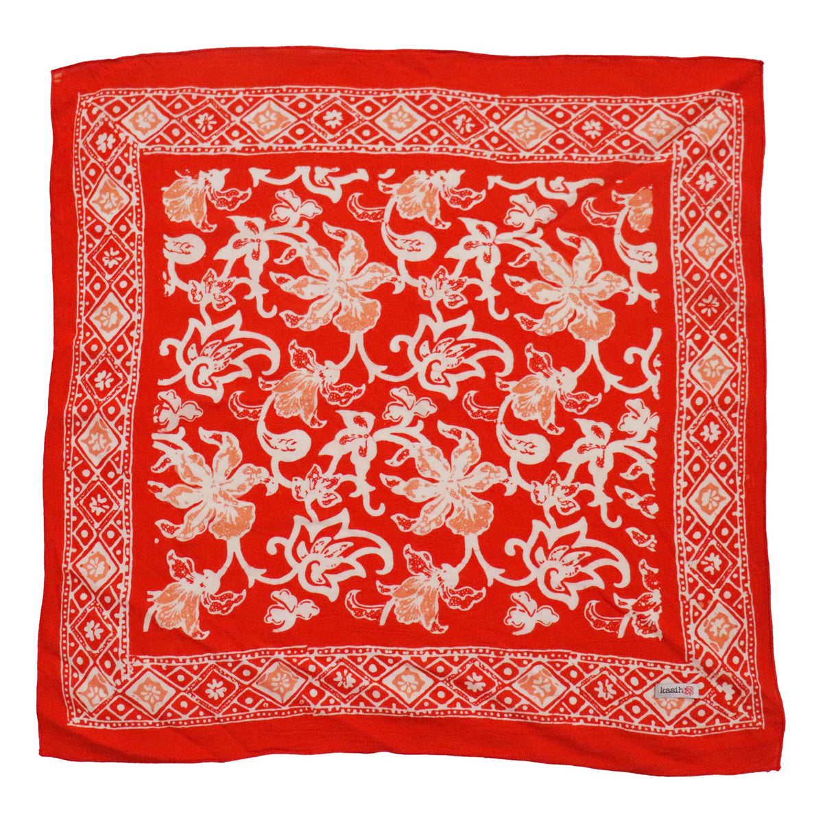 Hand Dyed, Batik Bandana, Fiery Flora, Red, Flower – Kasih Co-op