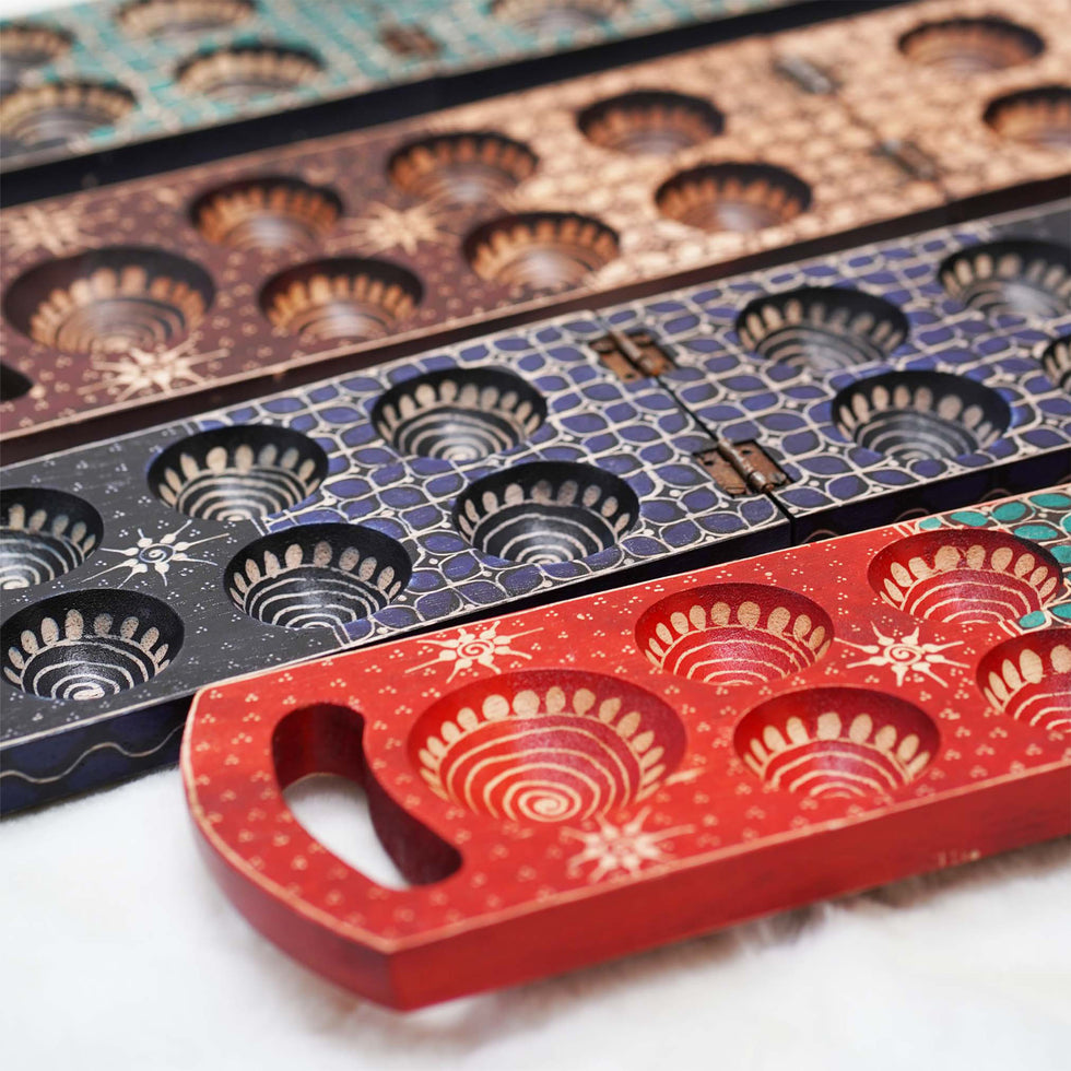 Mancala Albacia Wood Dakon Folding Congklak Board Game Set. Strategy ...