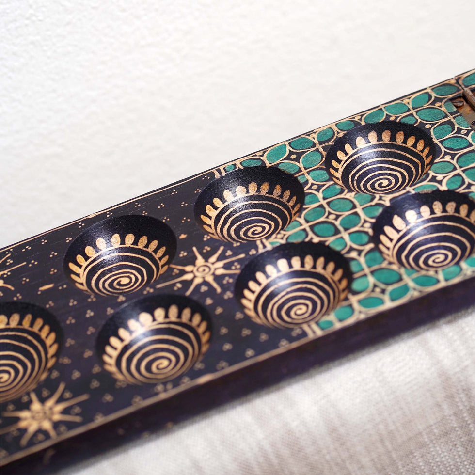 Mancala Albacia Wood Dakon Folding Congklak Board Game Set. Strategy ...