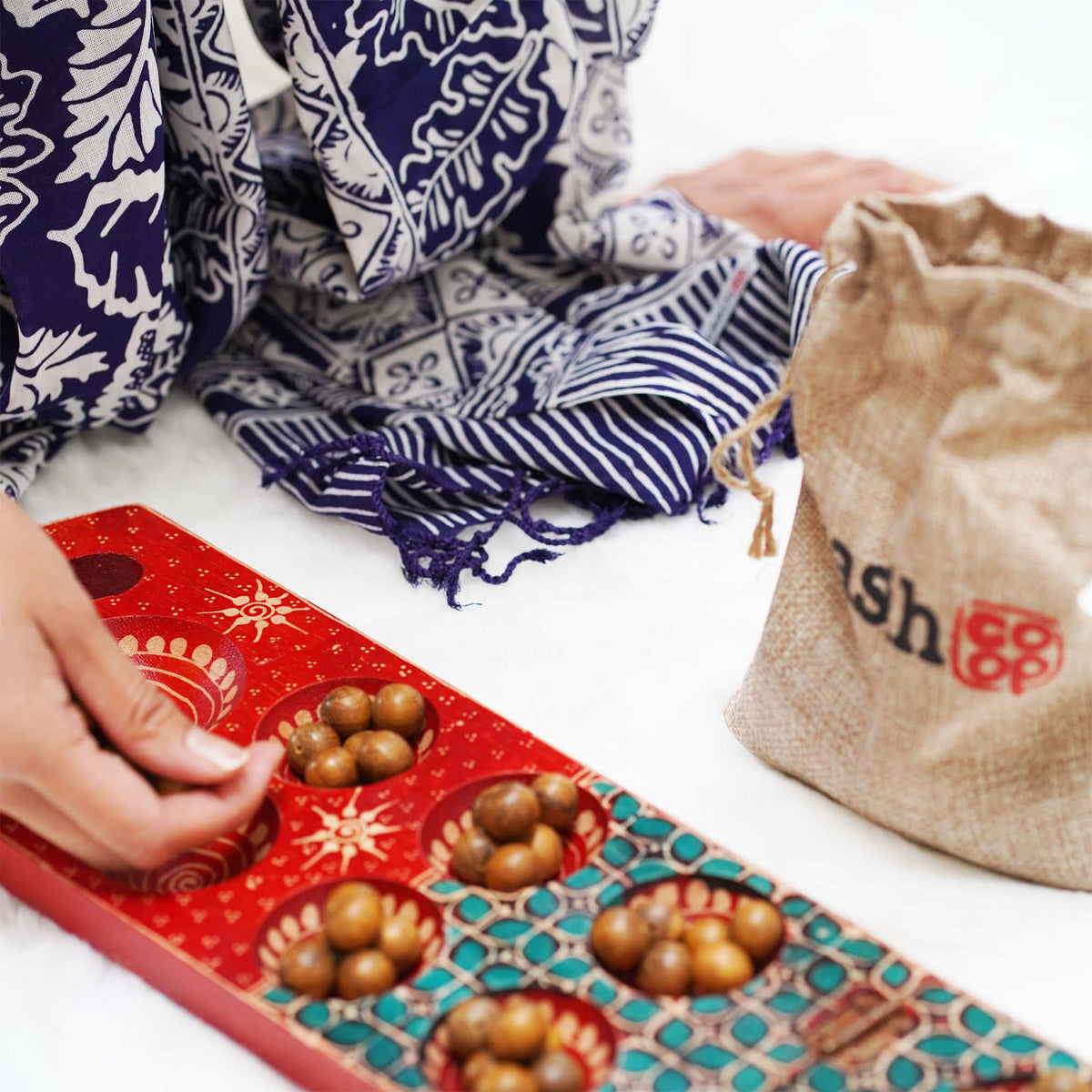 Mancala Albacia Wood Dakon Folding Congklak Board Game Set. Strategy ...