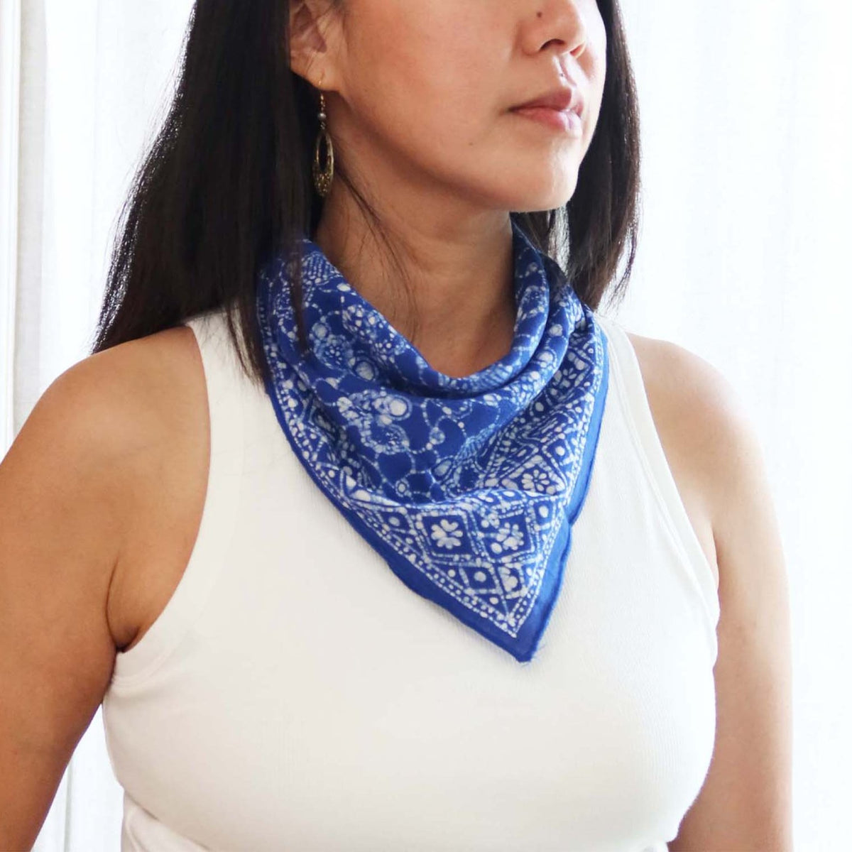 Hand Dyed Batik Bandana, 100% Soft Cotton, Boulder, Blue, Hair Scarf ...
