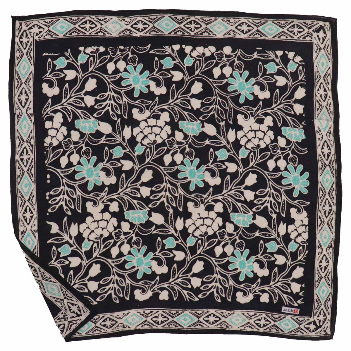 Hand Dyed Batik Bandana, Nile Nights, Flower Floral, Blue, Navy – Kasih ...
