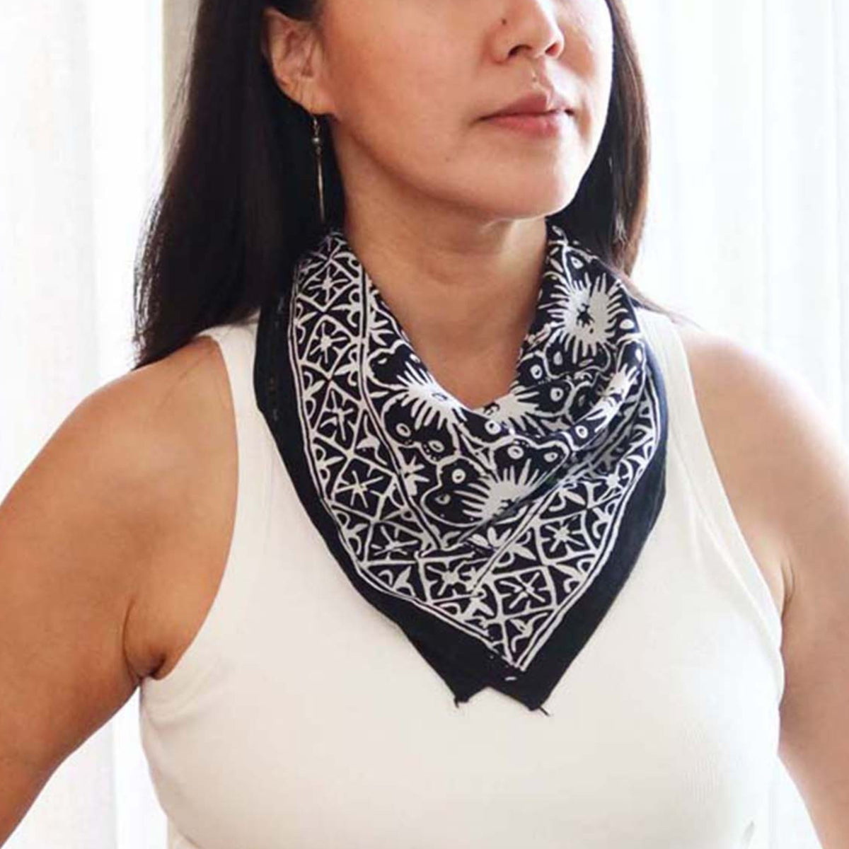 Batik Bandana Black for Men Women, 100% Cotton, Hand Dyed Hair Cover ...