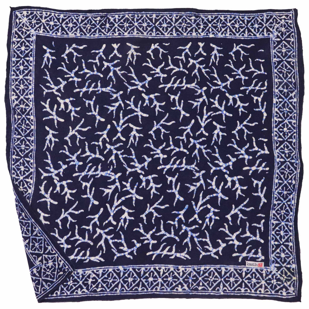 Hand Dyed Batik Bandana, 100% Soft Cotton, Mark, Navy Blue – Kasih Co-op