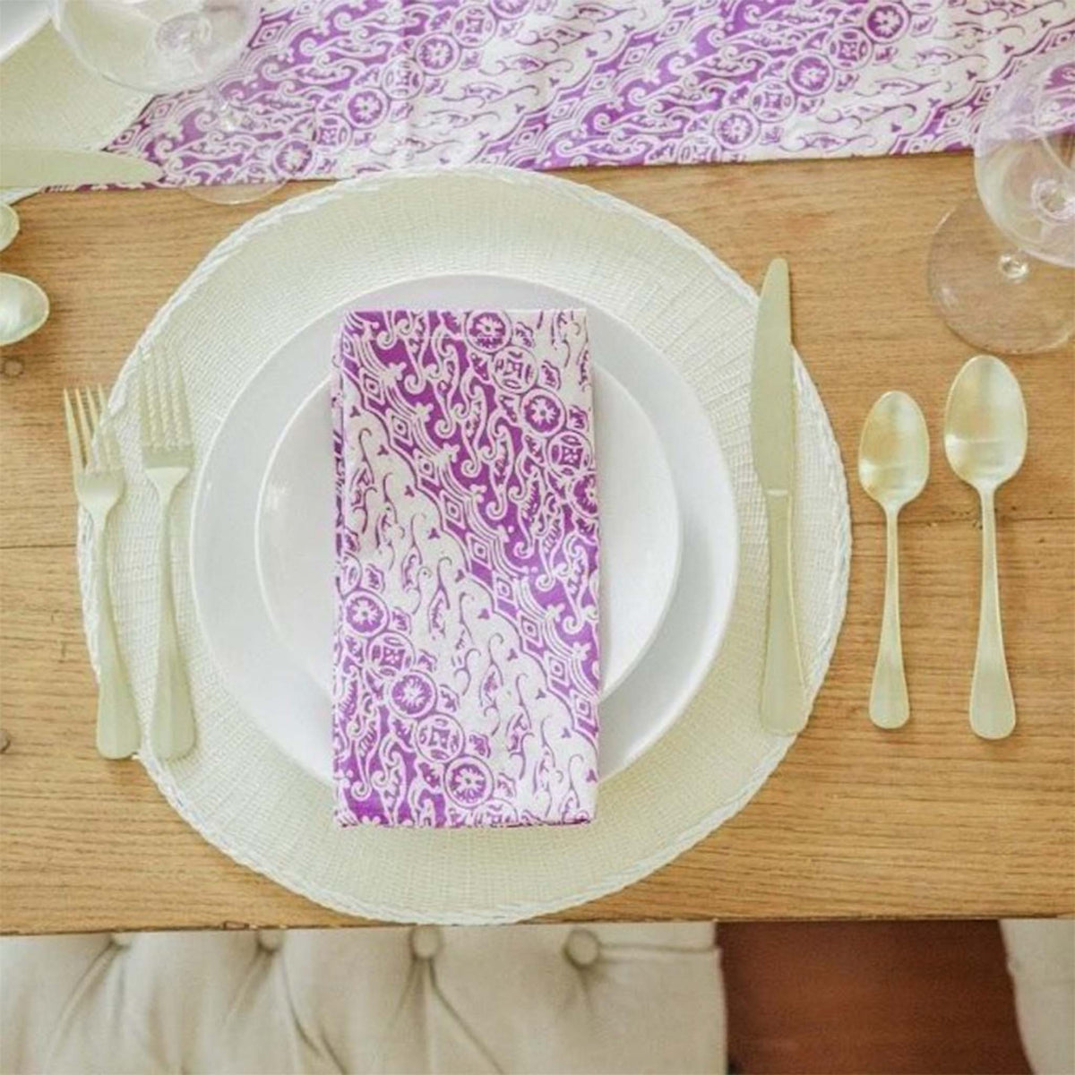 Batik Cloth Napkin Set of Four, Purple Blade, Hand Dyed, 100% Cotton ...