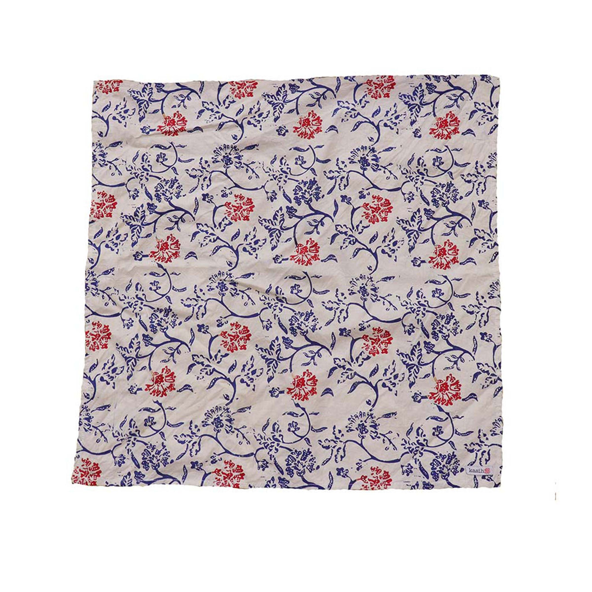 Hand Dyed Batik Bandana, Red & Blue Flowers, 100% Cotton, Hair Scarf T ...