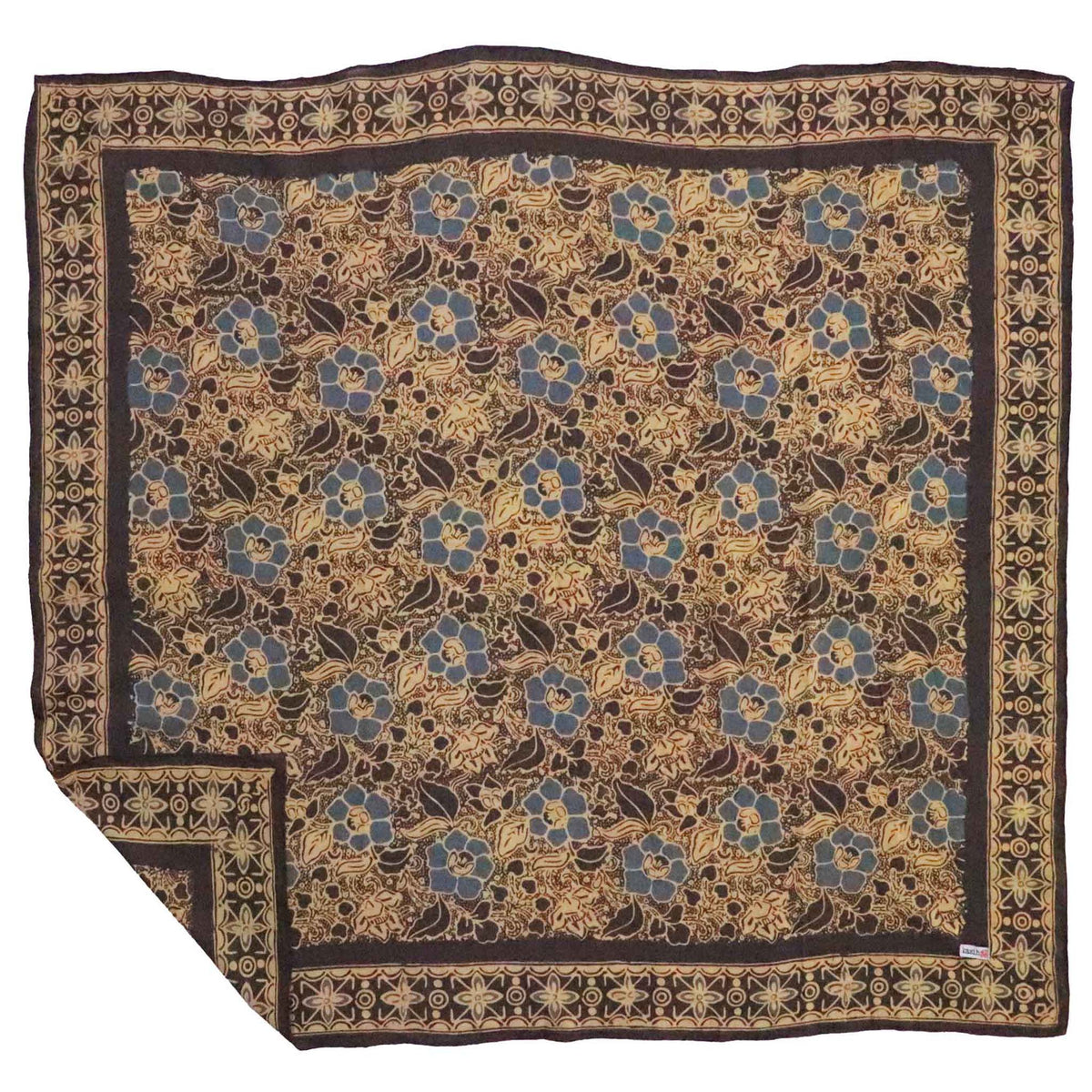 Large 39" Hand Dyed Batik Bandana, 100% Soft Cotton, Spotted Flowers ...