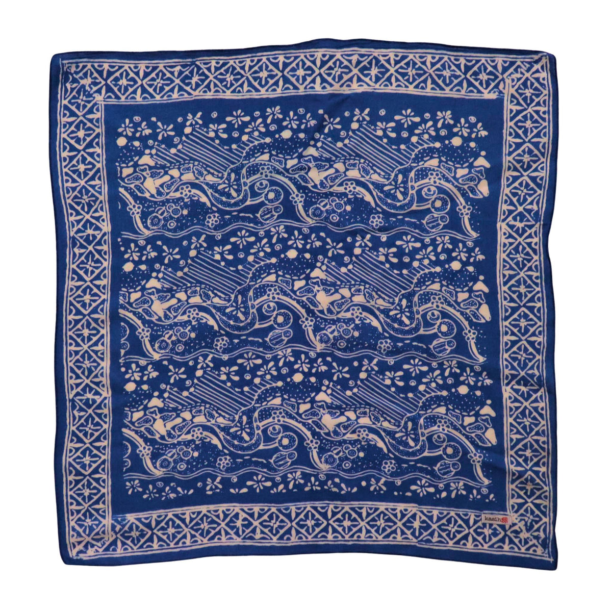 Hand Dyed Batik Bandana, 100% Soft Cotton, Tidal Flow, Blue – Kasih Co-op
