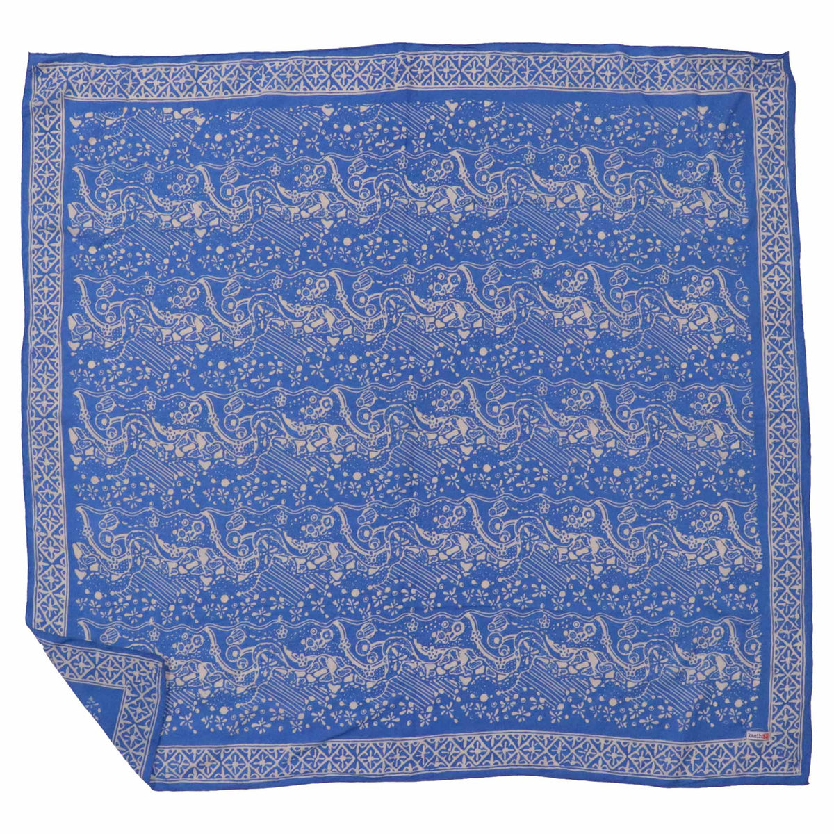 Large 39" Hand Dyed Batik Bandana, 100% Soft Cotton, Tidal Flow, Blue ...