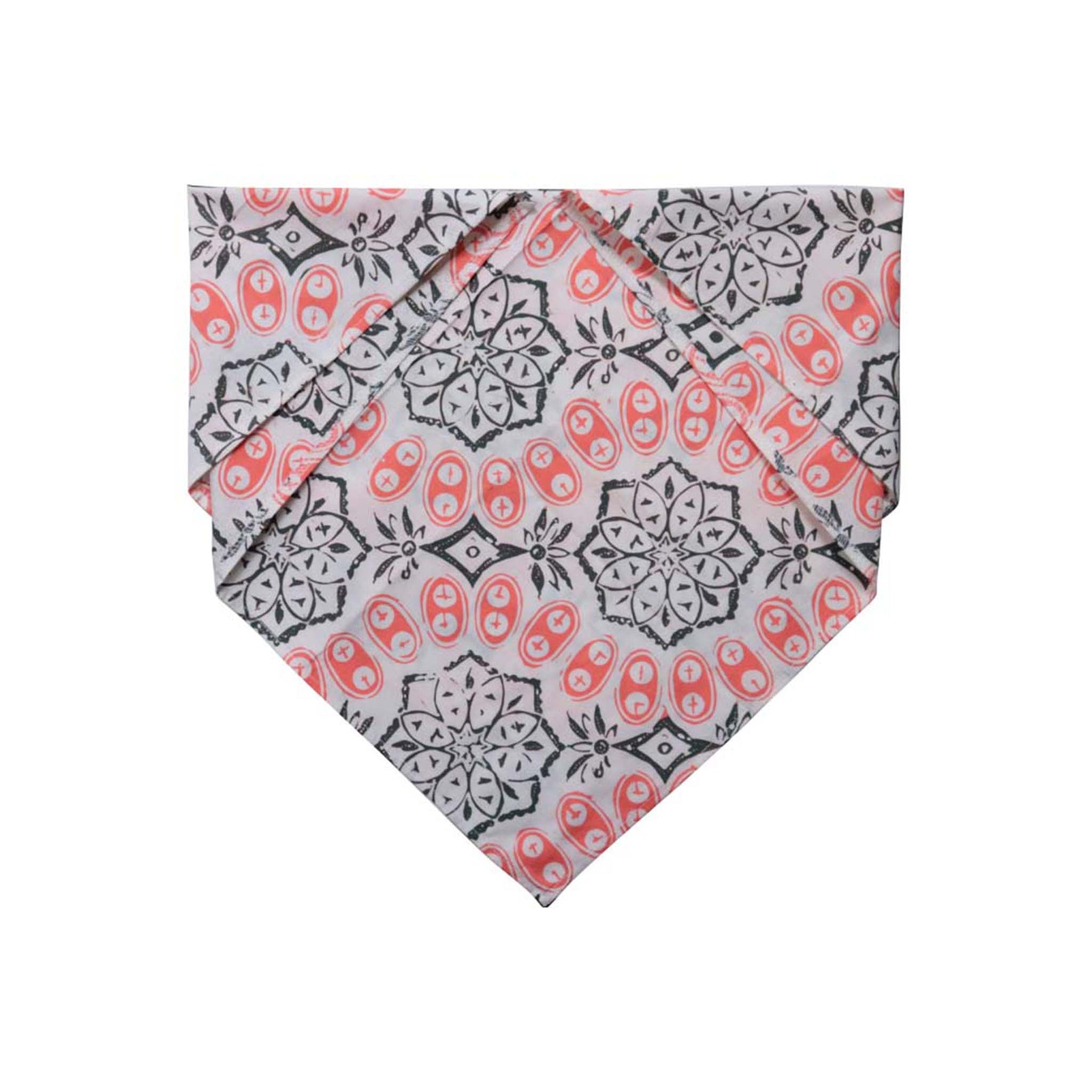 Batik Bandana White Peach Pink Autumn Coral, 100% Cotton, Hand Dyed Ha ...
