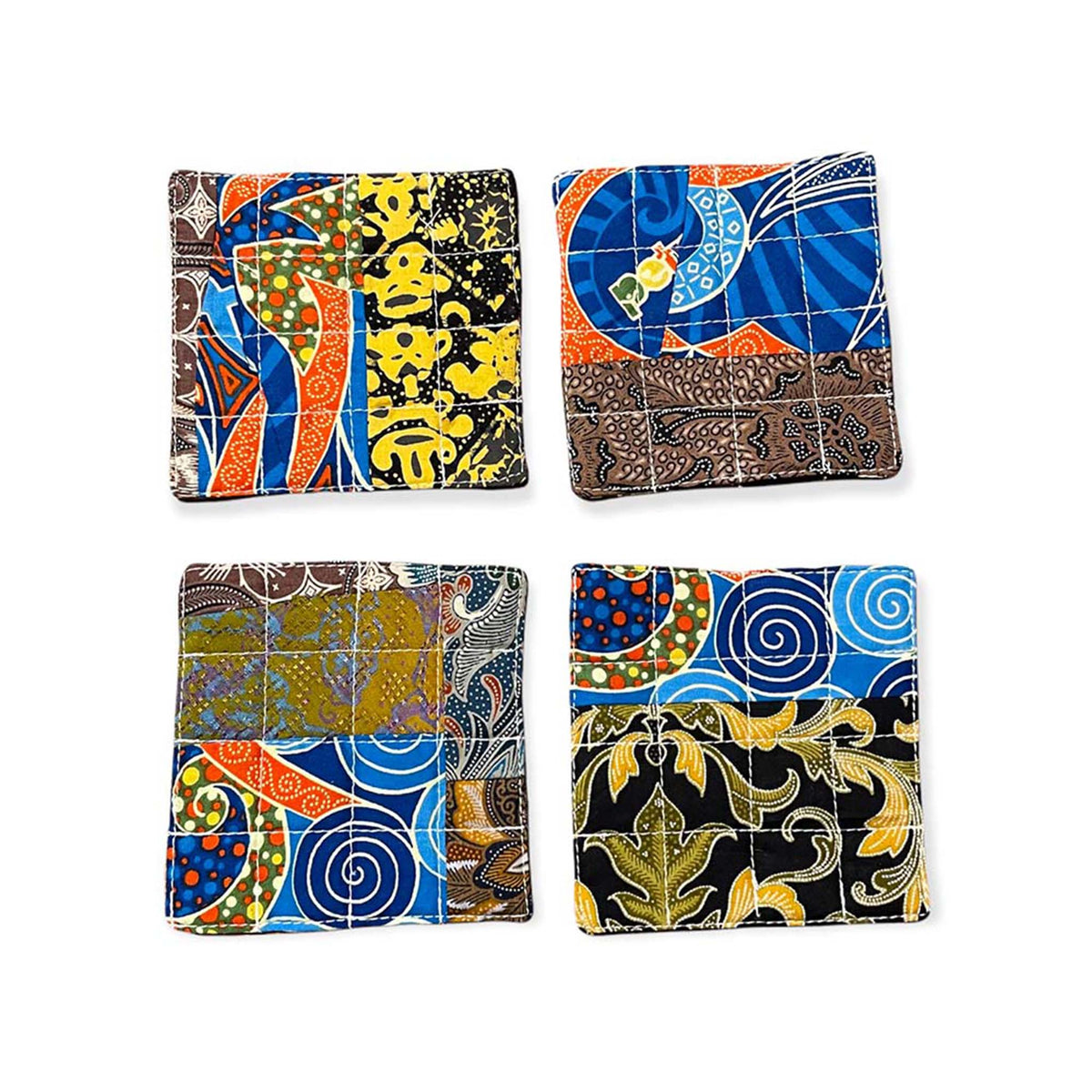 Indonesia Quilt Coasters Quilted Patchwork Fabric Set of 4 - Mixed ...