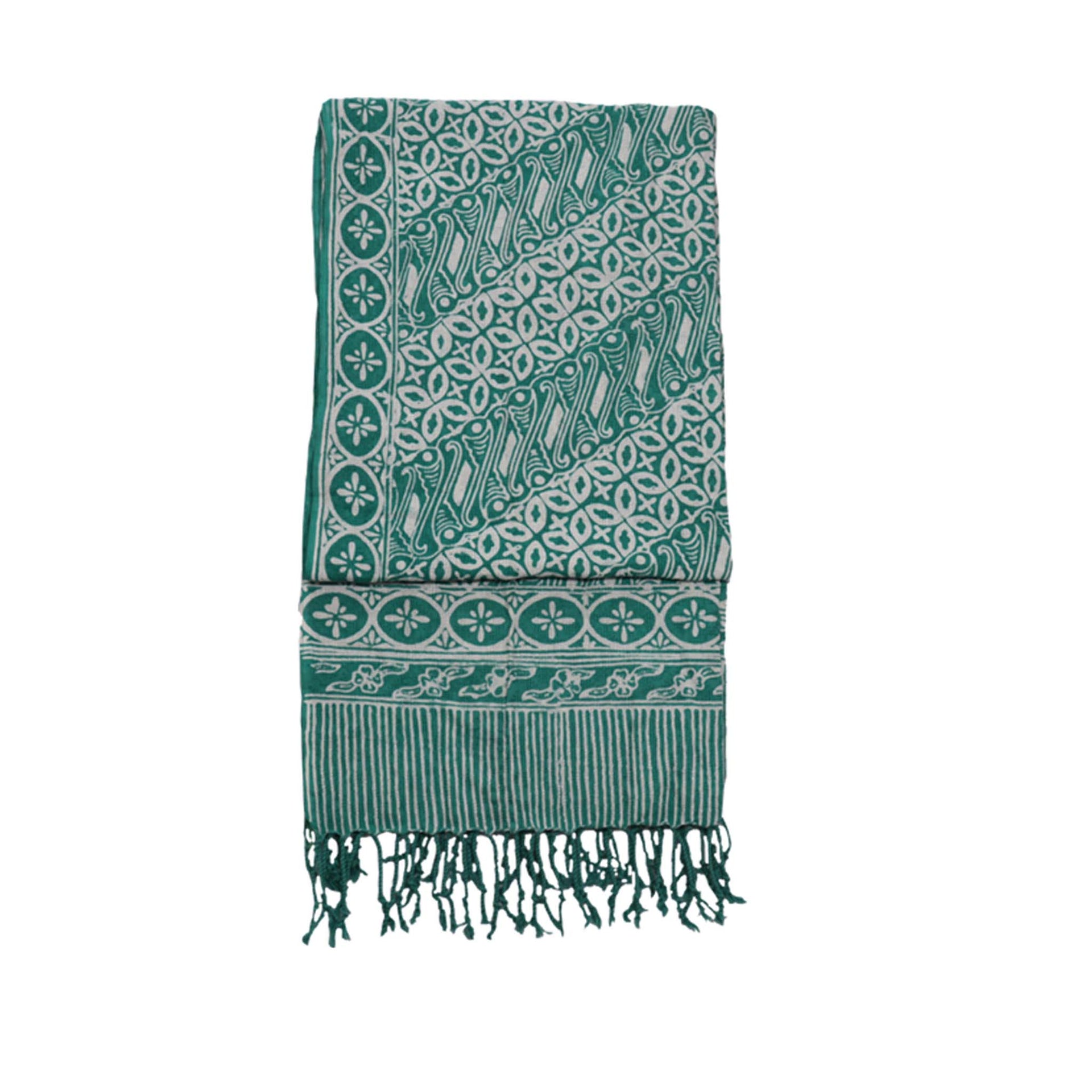 Hand Dyed Batik Scarf - Green Rooyalty, Lightweight 100% Soft Cotton ...