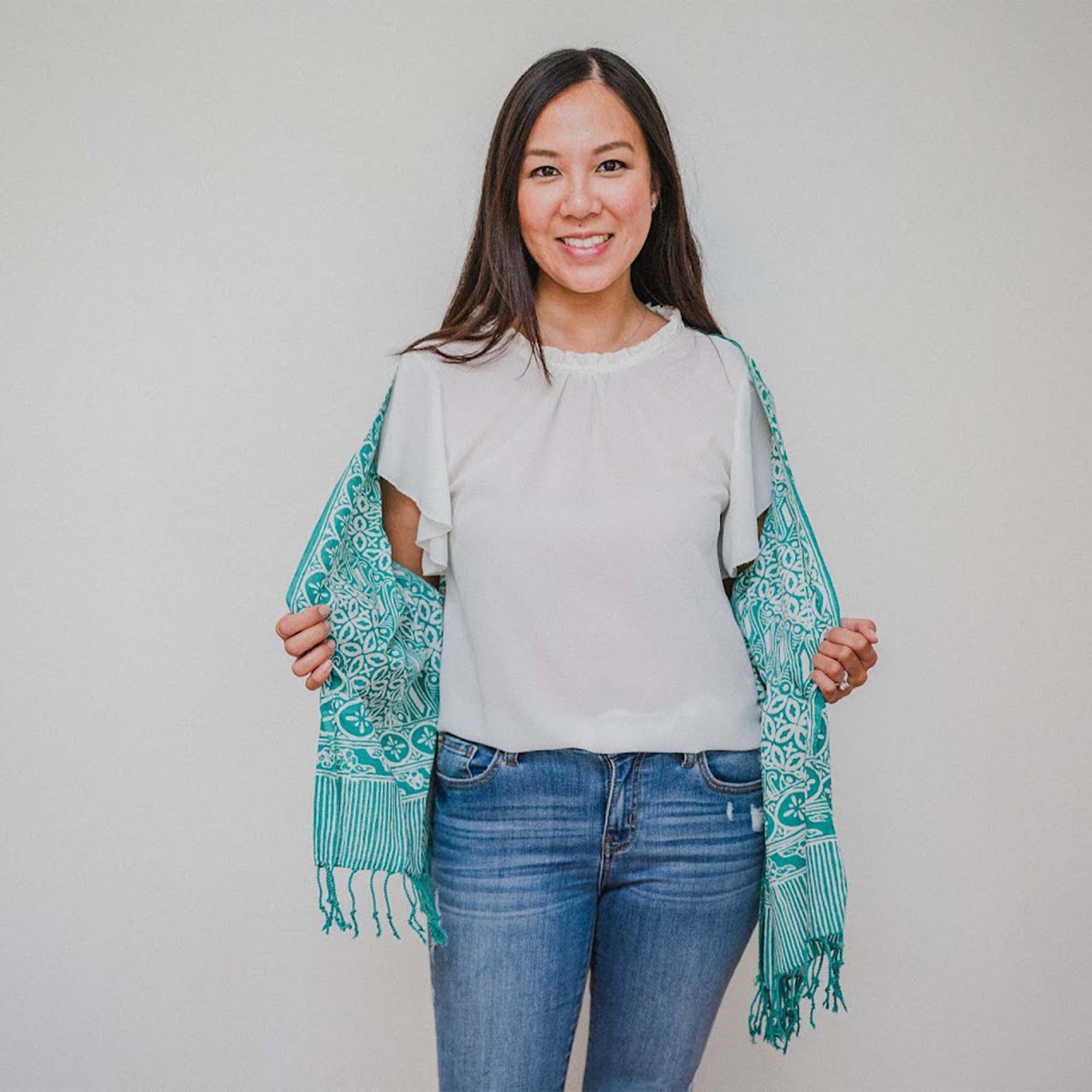 Hand Dyed Batik Scarf - Green Rooyalty, Lightweight 100% Soft Cotton ...