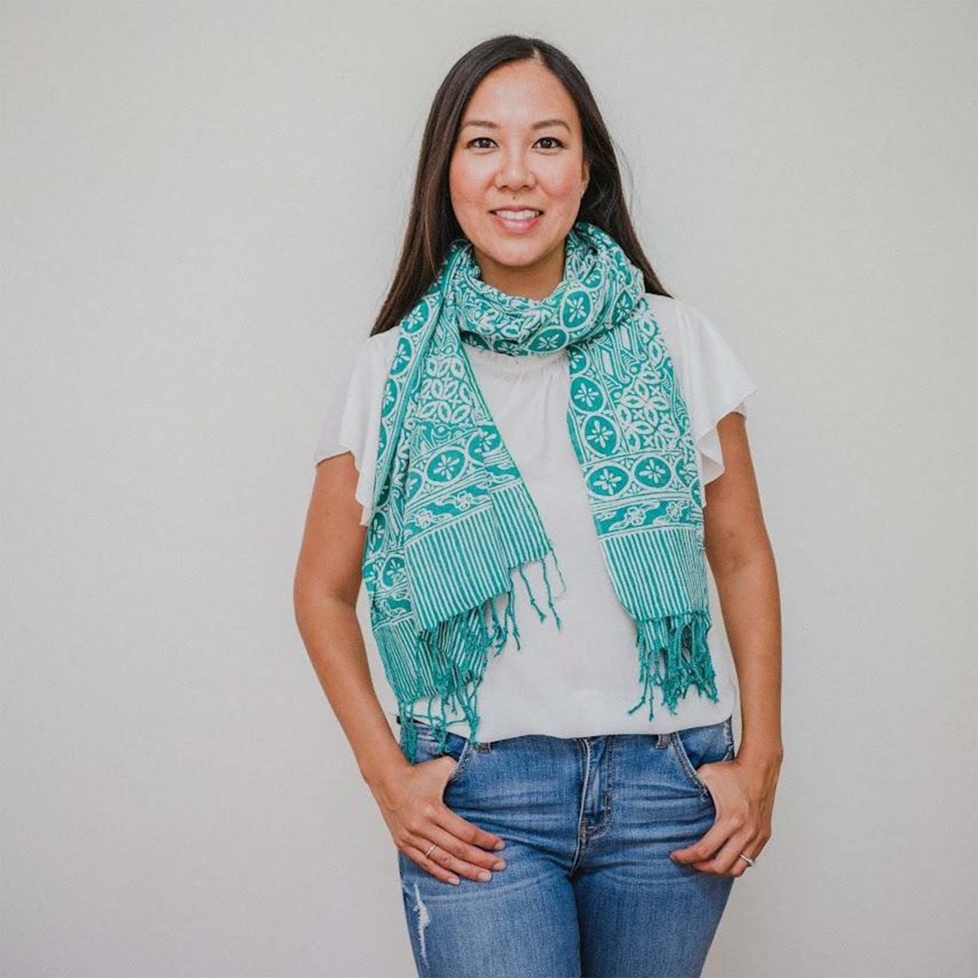 Hand Dyed Batik Scarf - Green Rooyalty, Lightweight 100% Soft Cotton ...