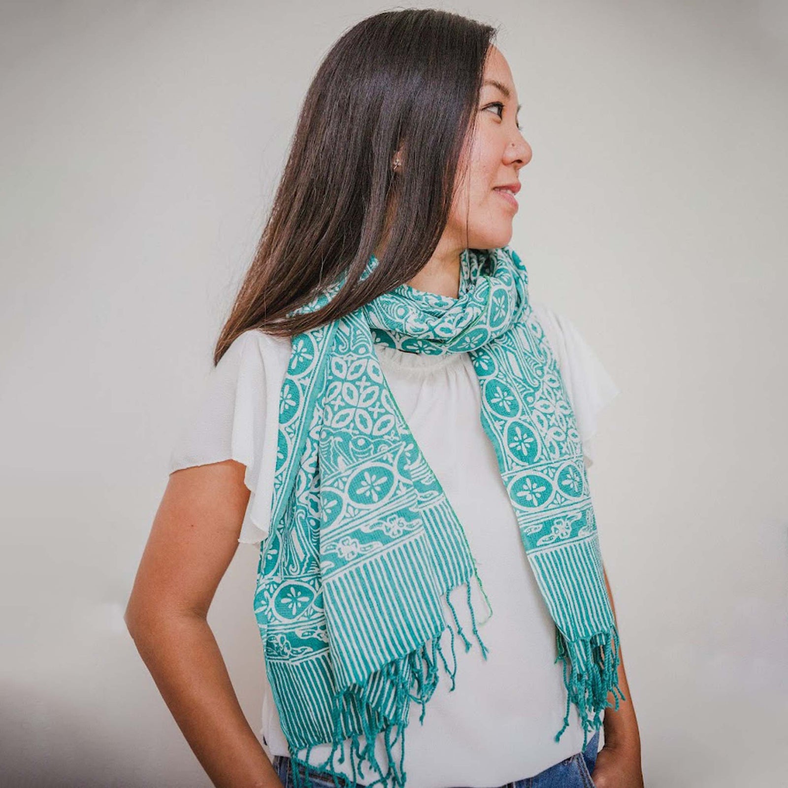 Hand Dyed Batik Scarf - Green Rooyalty, Lightweight 100% Soft Cotton ...
