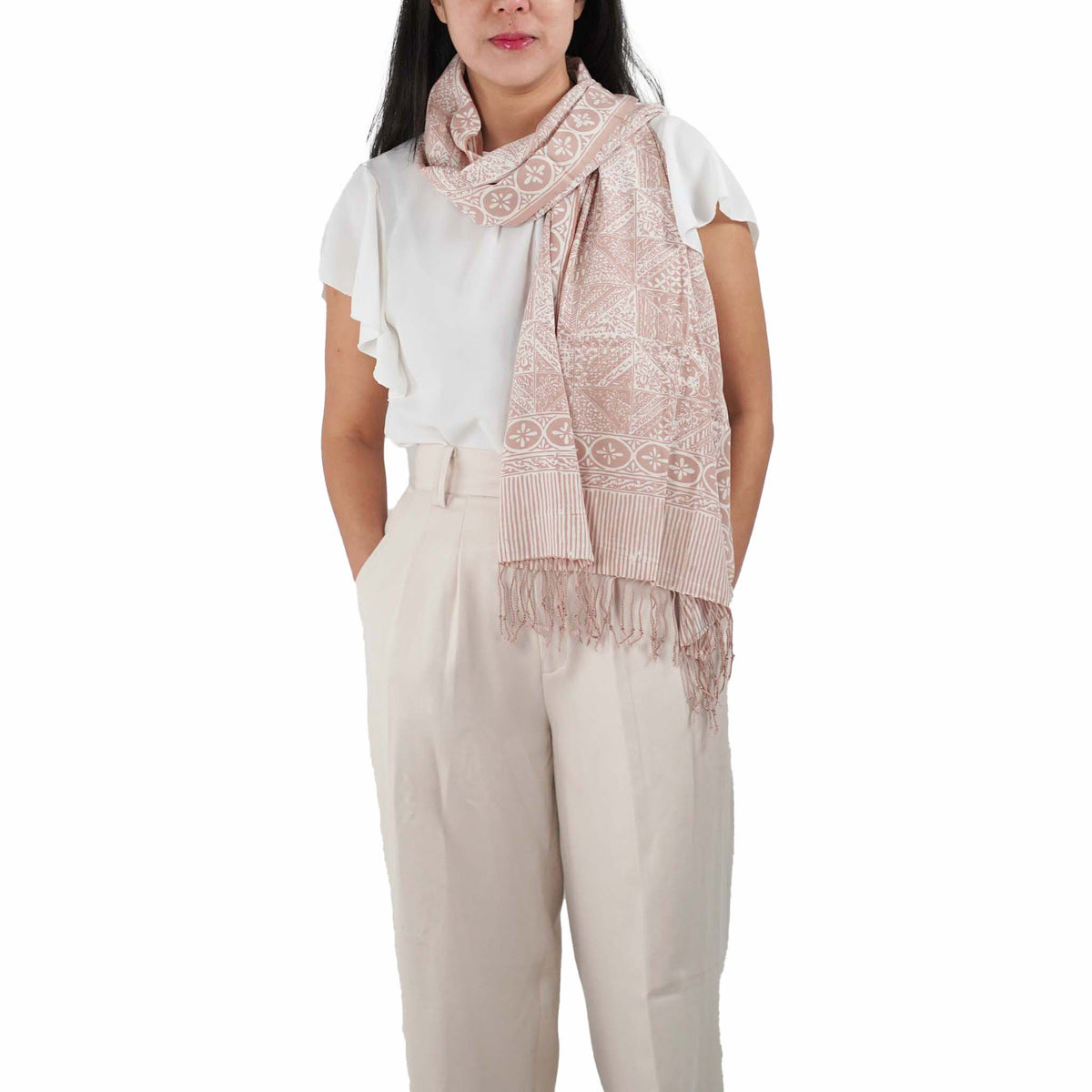 Hand Dyed Batik Scarf - Cotton - Apricot Grid, Peach, Coral ...