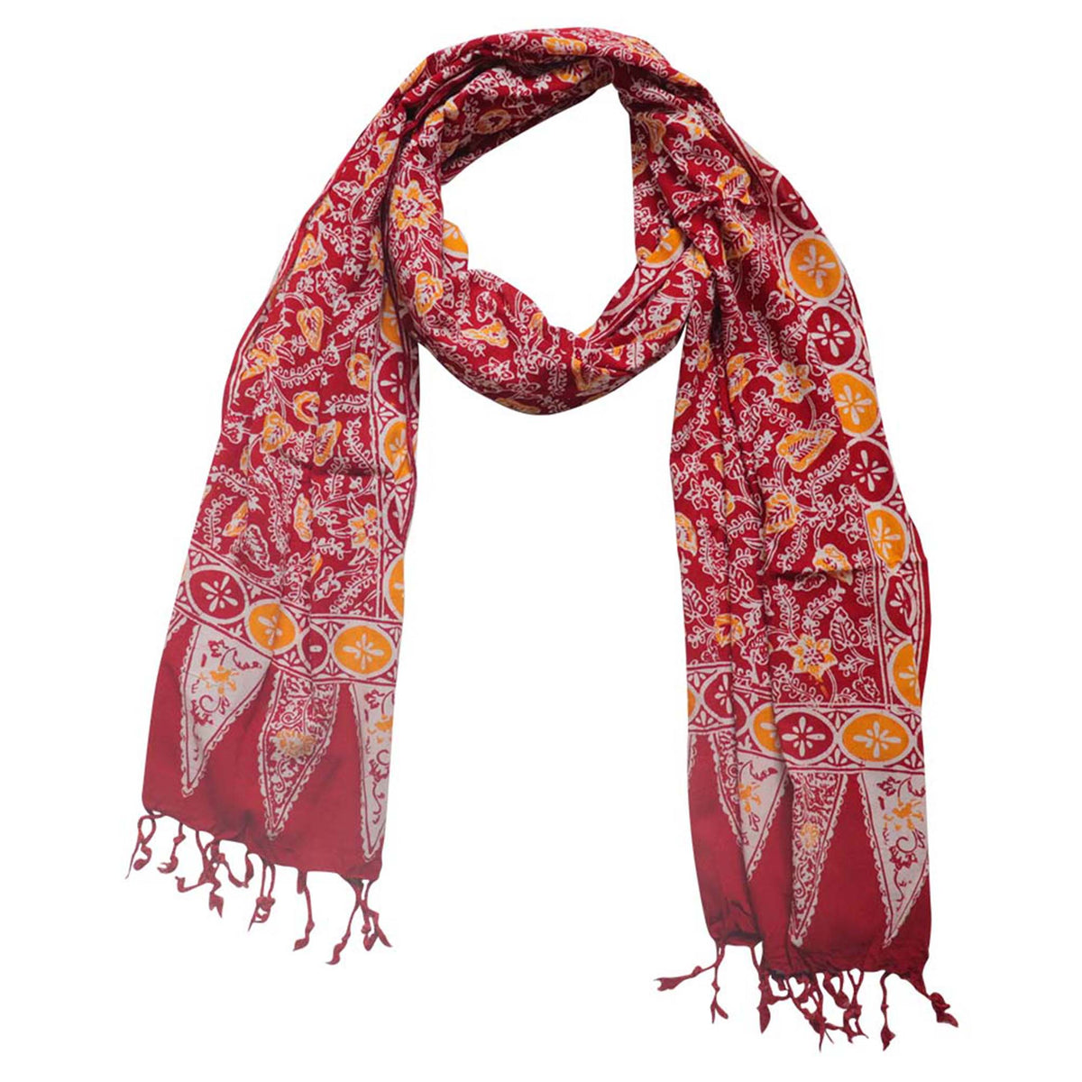 Hand Dyed Batik Scarf - Cotton - Foliage Red, Lightweight 100% Soft ...