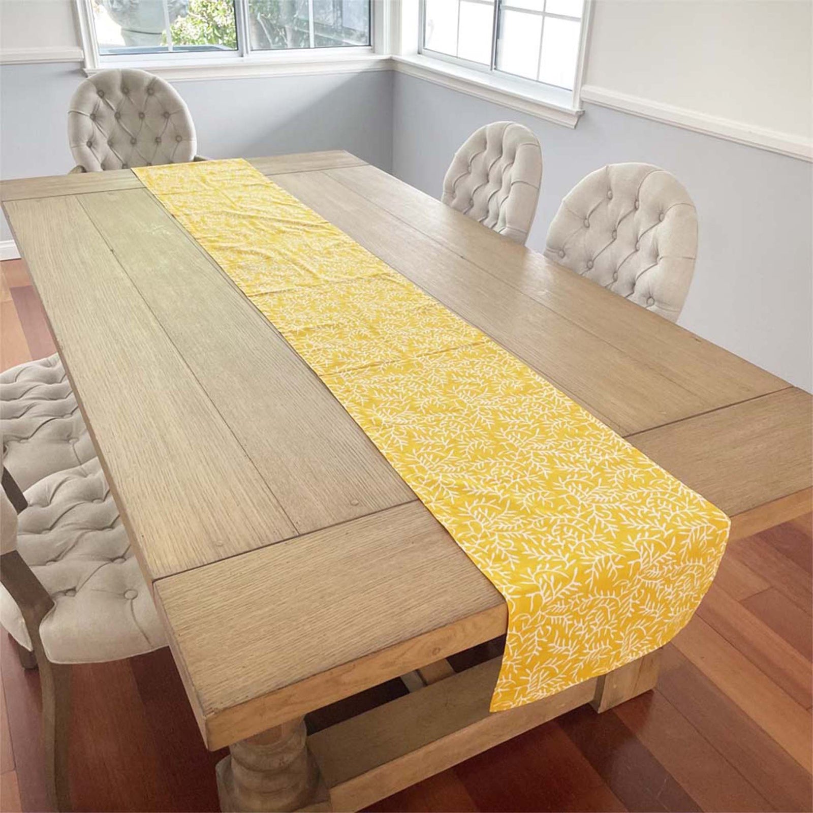 Batik Table Runner Yellow Twig, Hand Dyed, 100% Cotton – Kasih Co-op