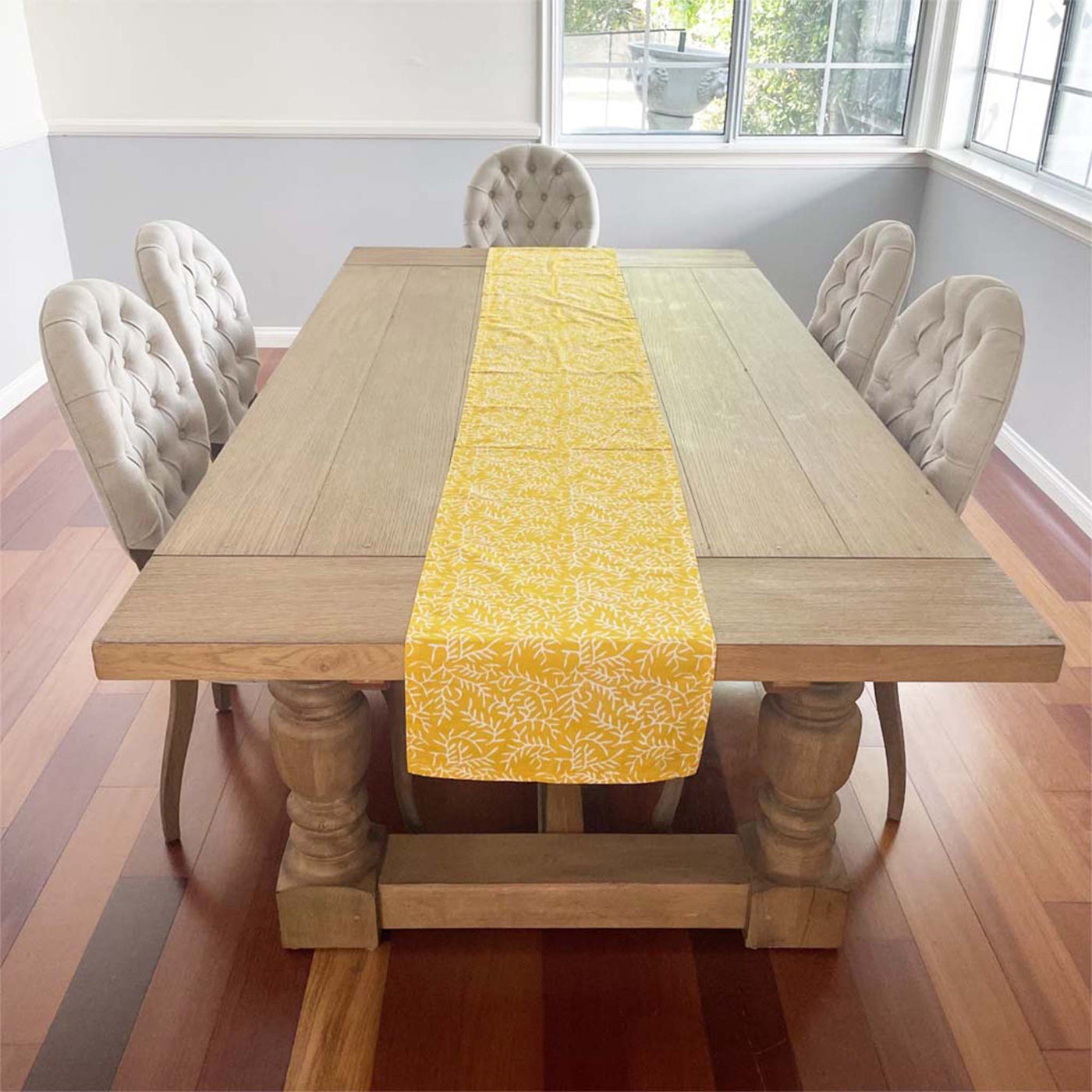 Batik Table Runner Yellow Twig, Hand Dyed, 100% Cotton – Kasih Co-op