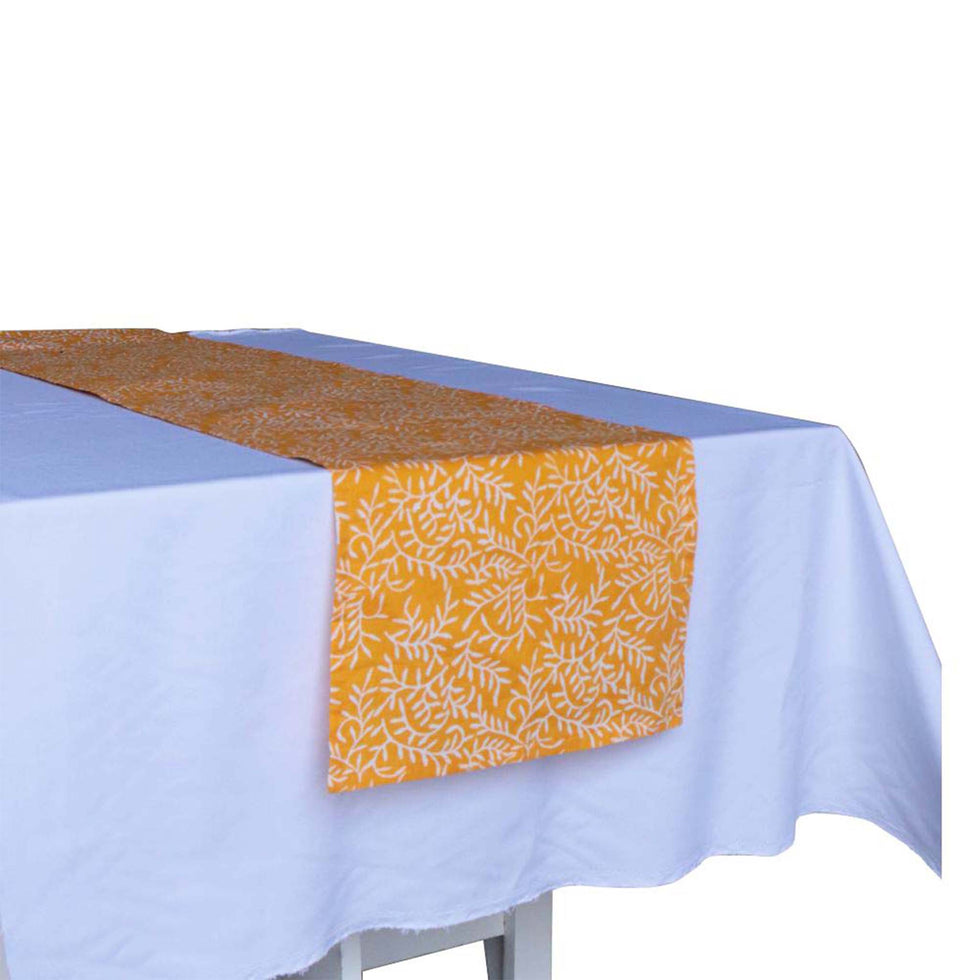 Batik Table Runner Yellow Twig, Hand Dyed, 100% Cotton – Kasih Co-op