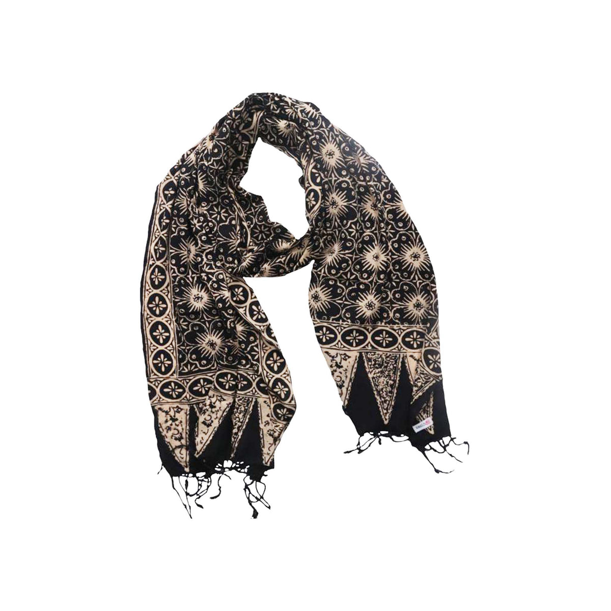 Hand Dyed Batik Scarf - Cotton - Hibiscus Brown Black, Lightweight 100% ...