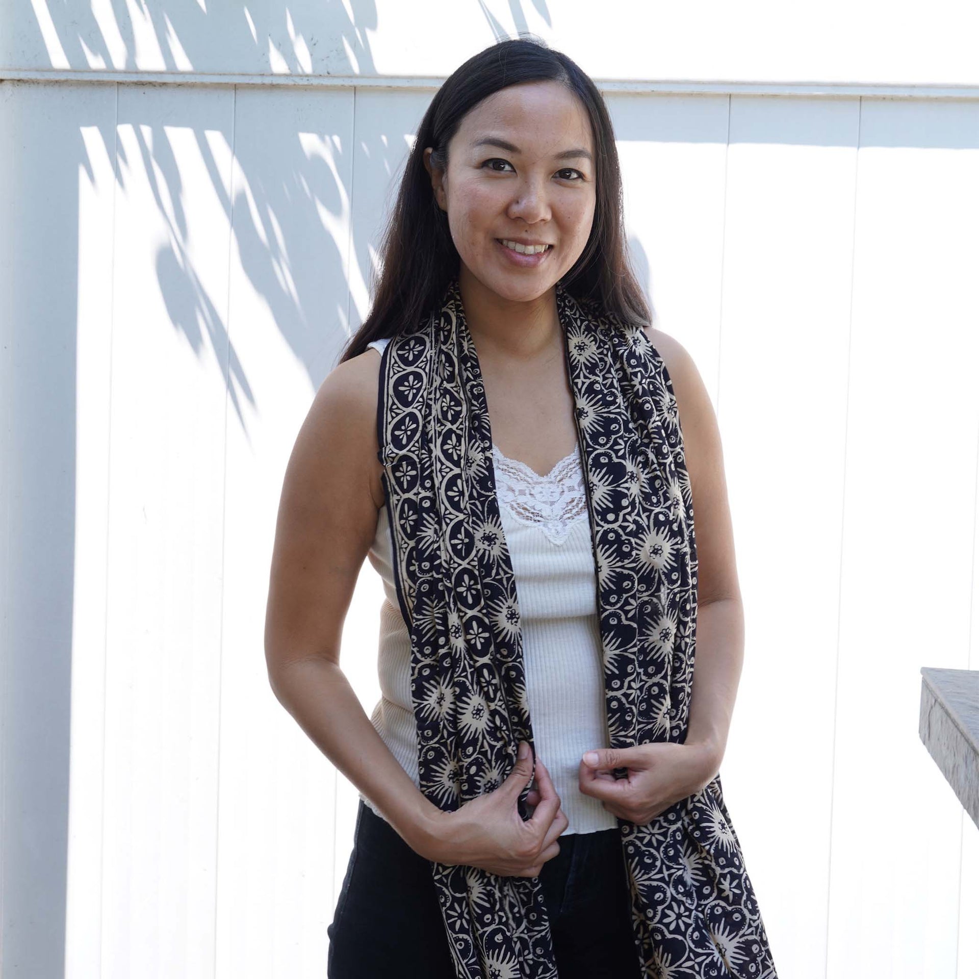 Hand Dyed Batik Scarf - Cotton - Hibiscus Brown Black, Lightweight 100% ...