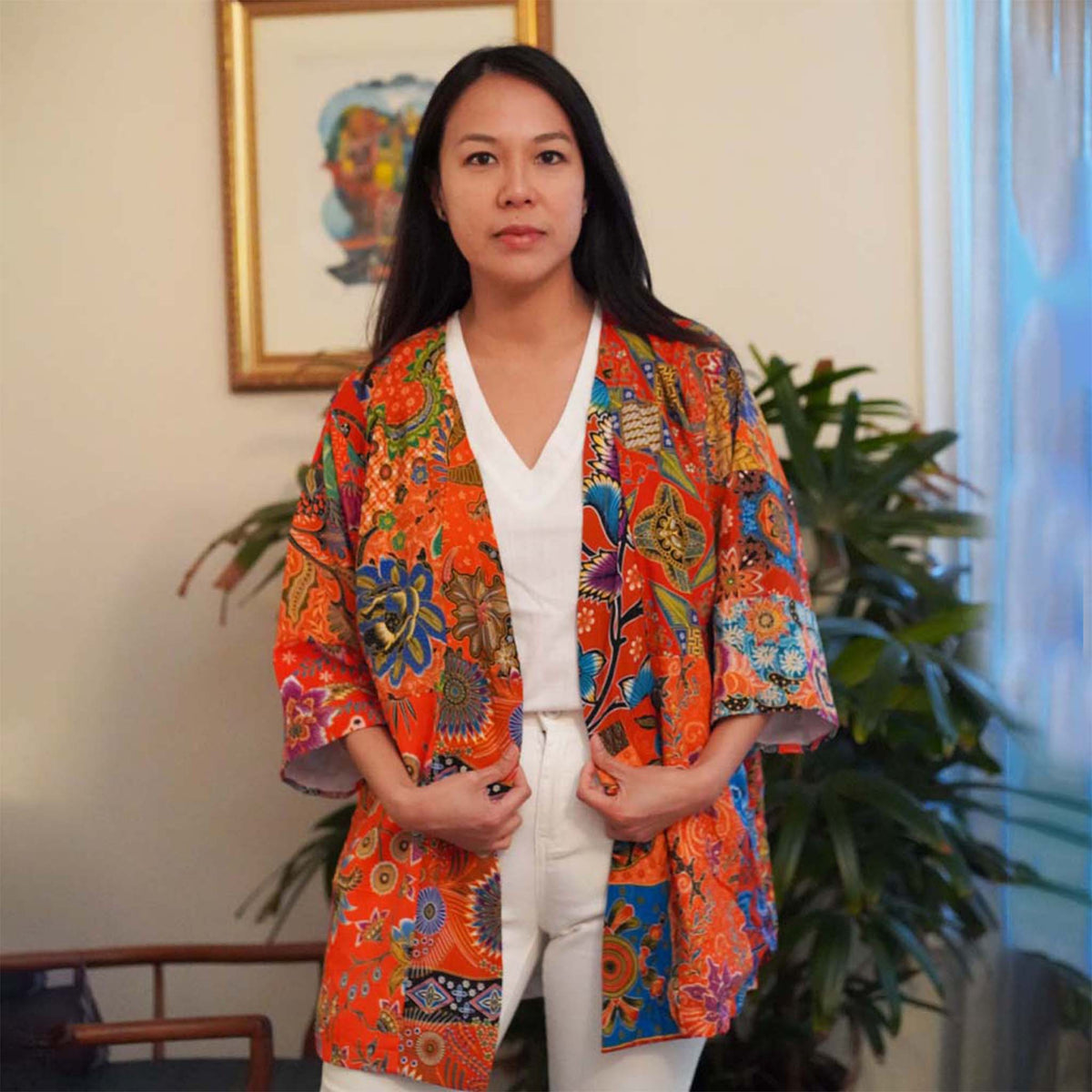 Handmade Thick Quilted Printed Batik Jacket with White Cotton Lining ...