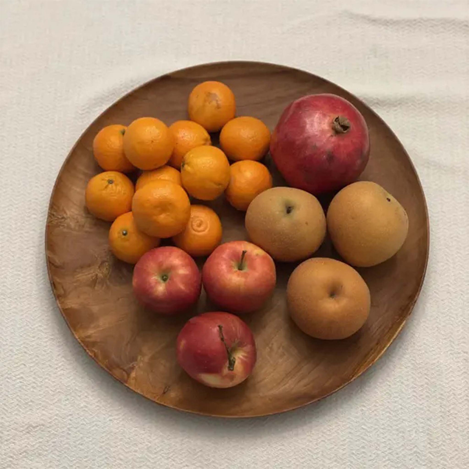 Handmade teak wood round plate 15.75 inches width – Kasih Co-op