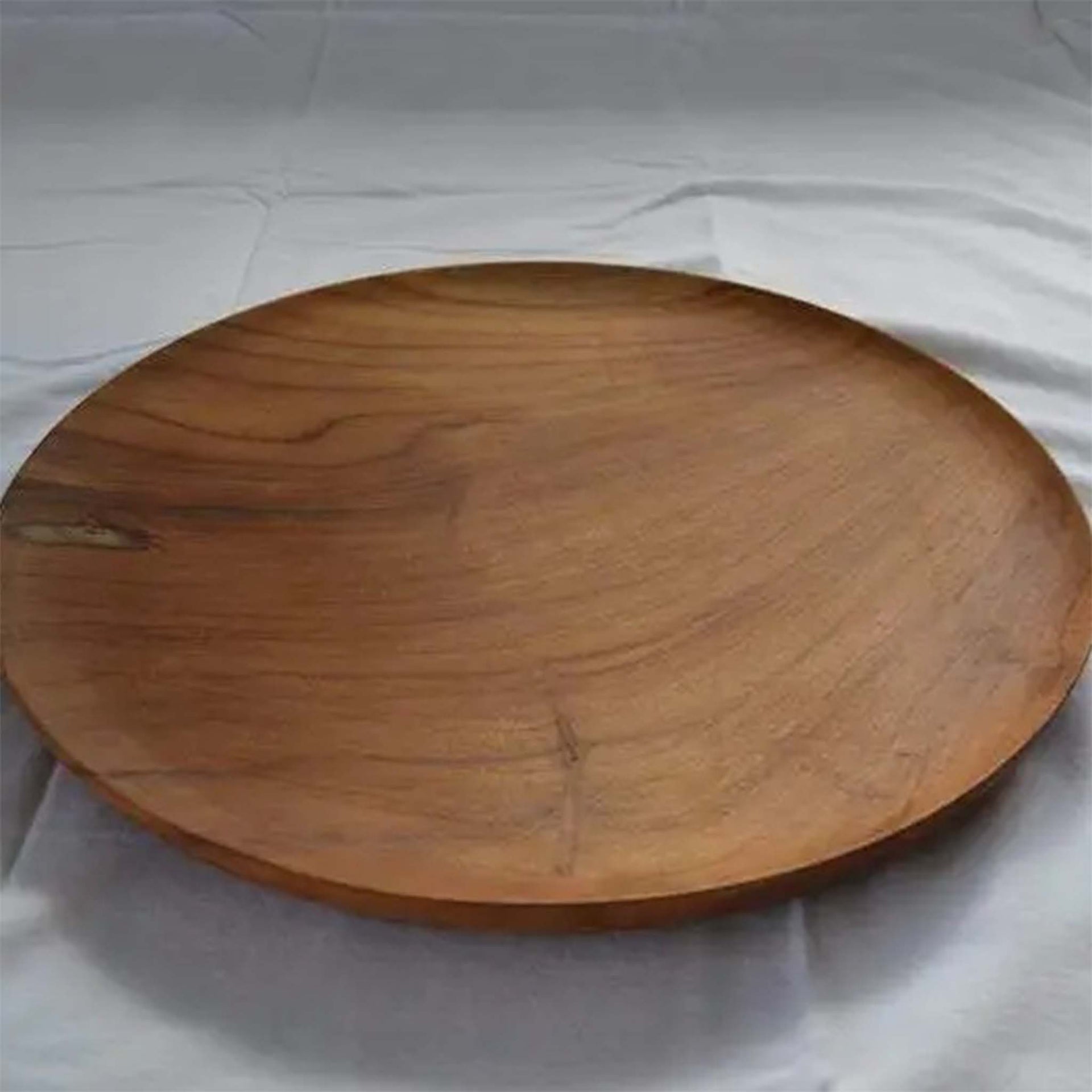 Handmade teak wood round plate 15.75 inches width – Kasih Co-op