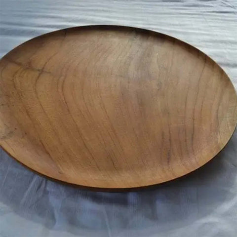 Handmade teak wood round plate 15.75 inches width – Kasih Co-op