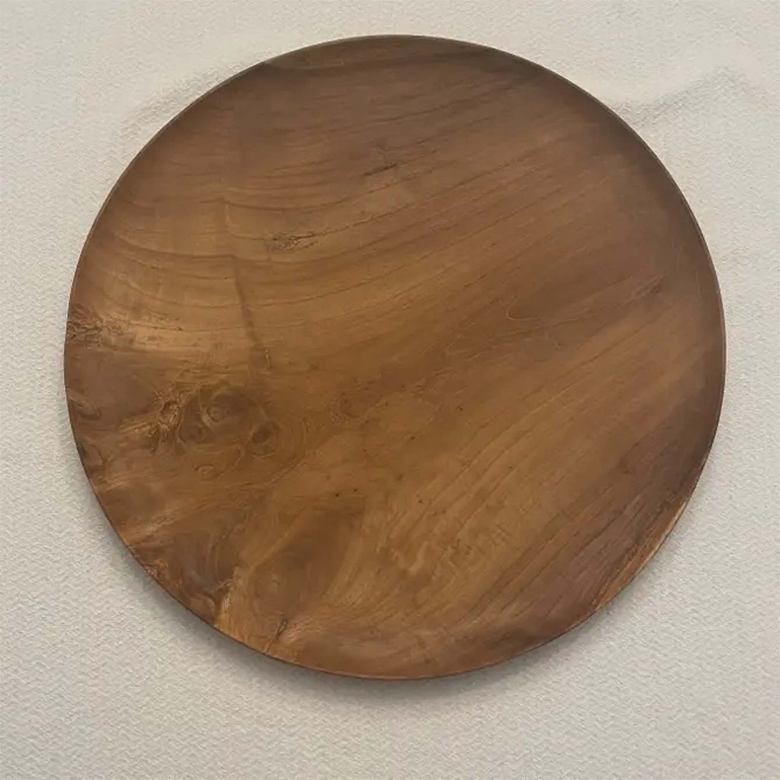 Handmade teak wood round plate 15.75 inches width – Kasih Co-op