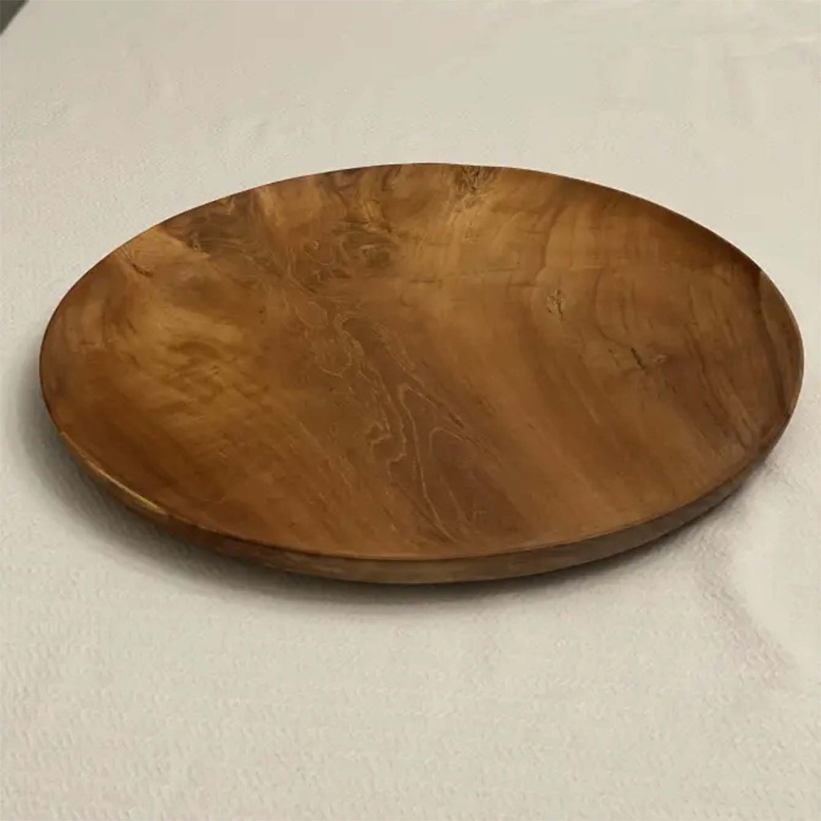 Handmade teak wood round plate 15.75 inches width – Kasih Co-op