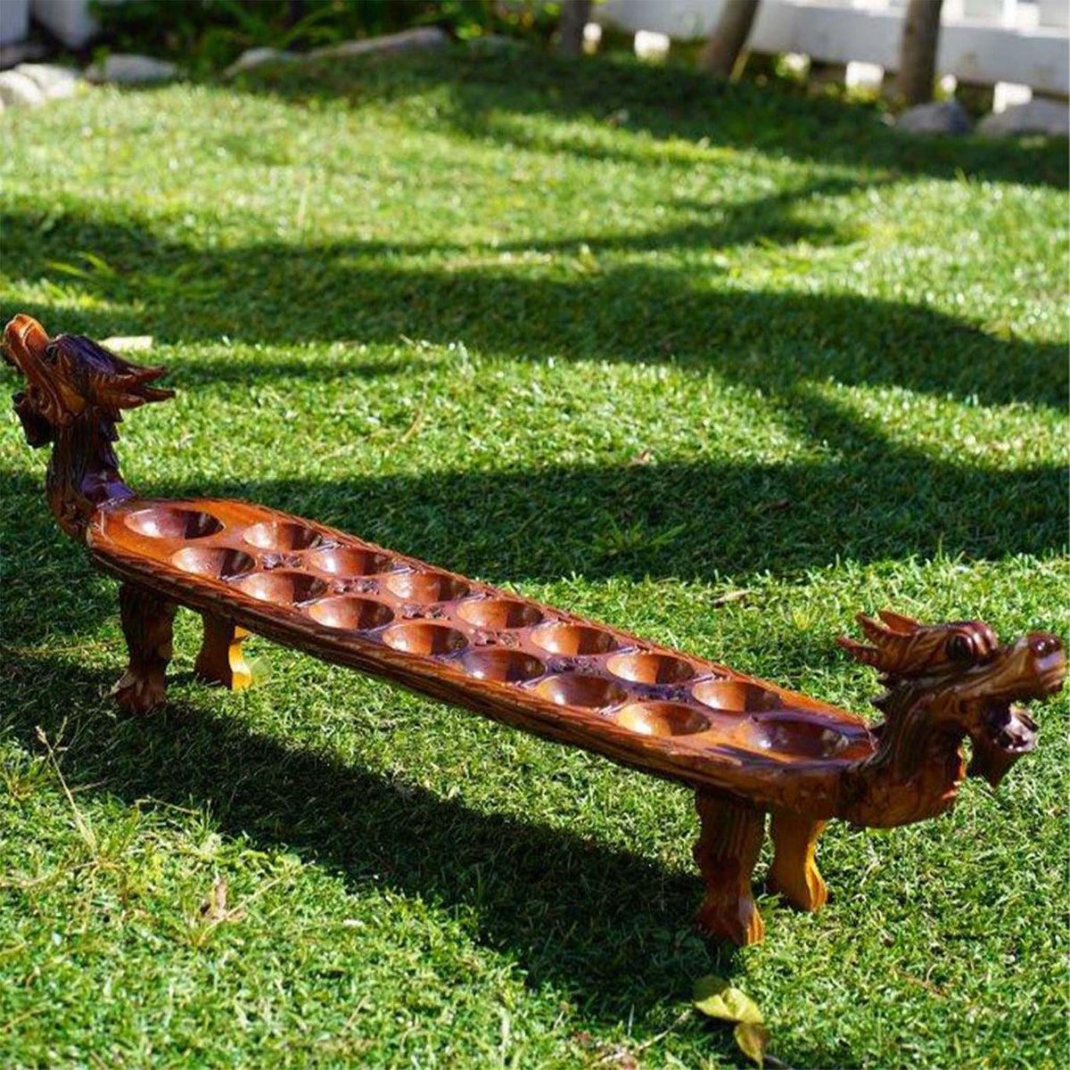 Mancala Teak Wood Dakon Congklak Naga Board Game, Dragon Head Board Ga ...