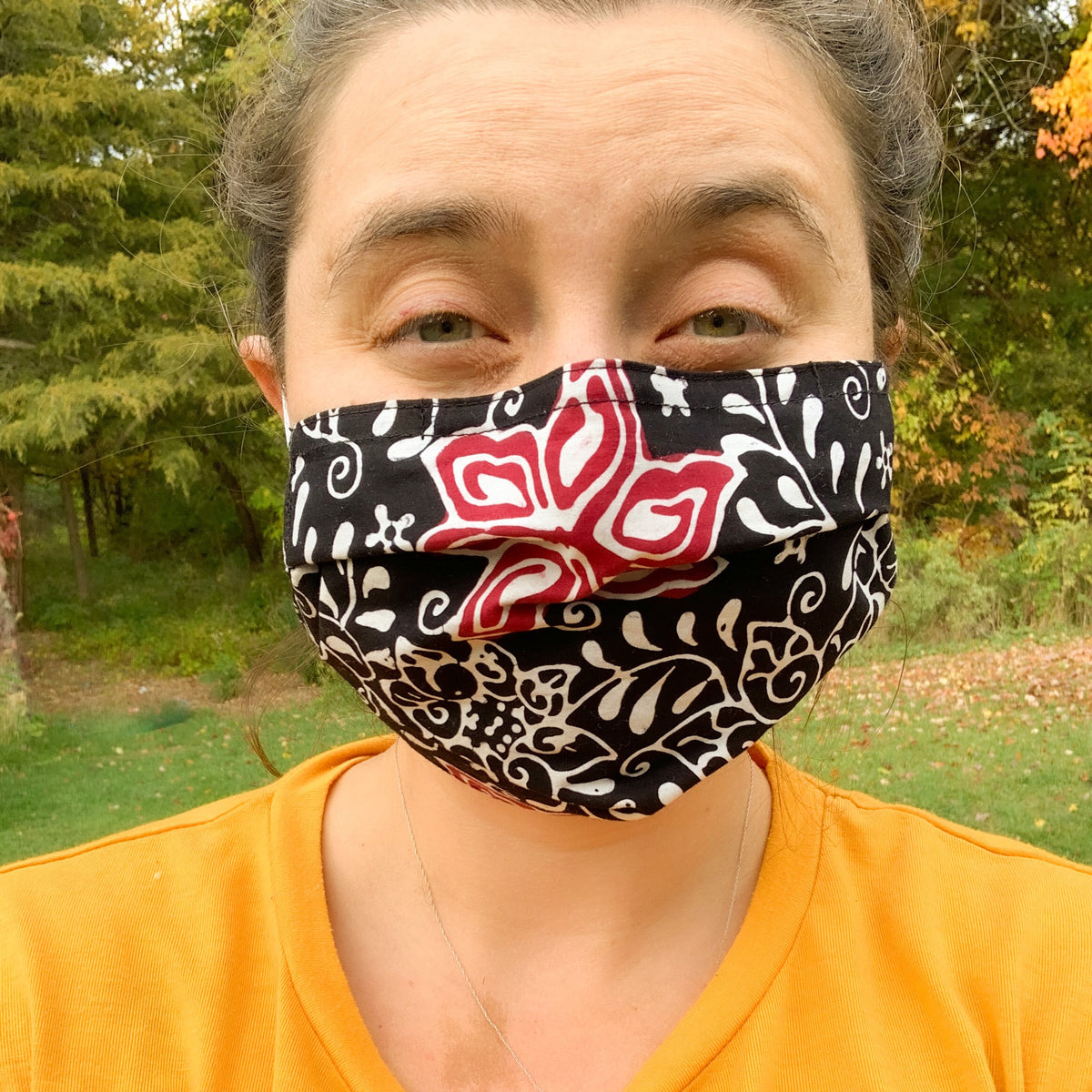 Pleated Hand Dyed Indonesia Batik Face Mask Three Layers 100% Cotton ...