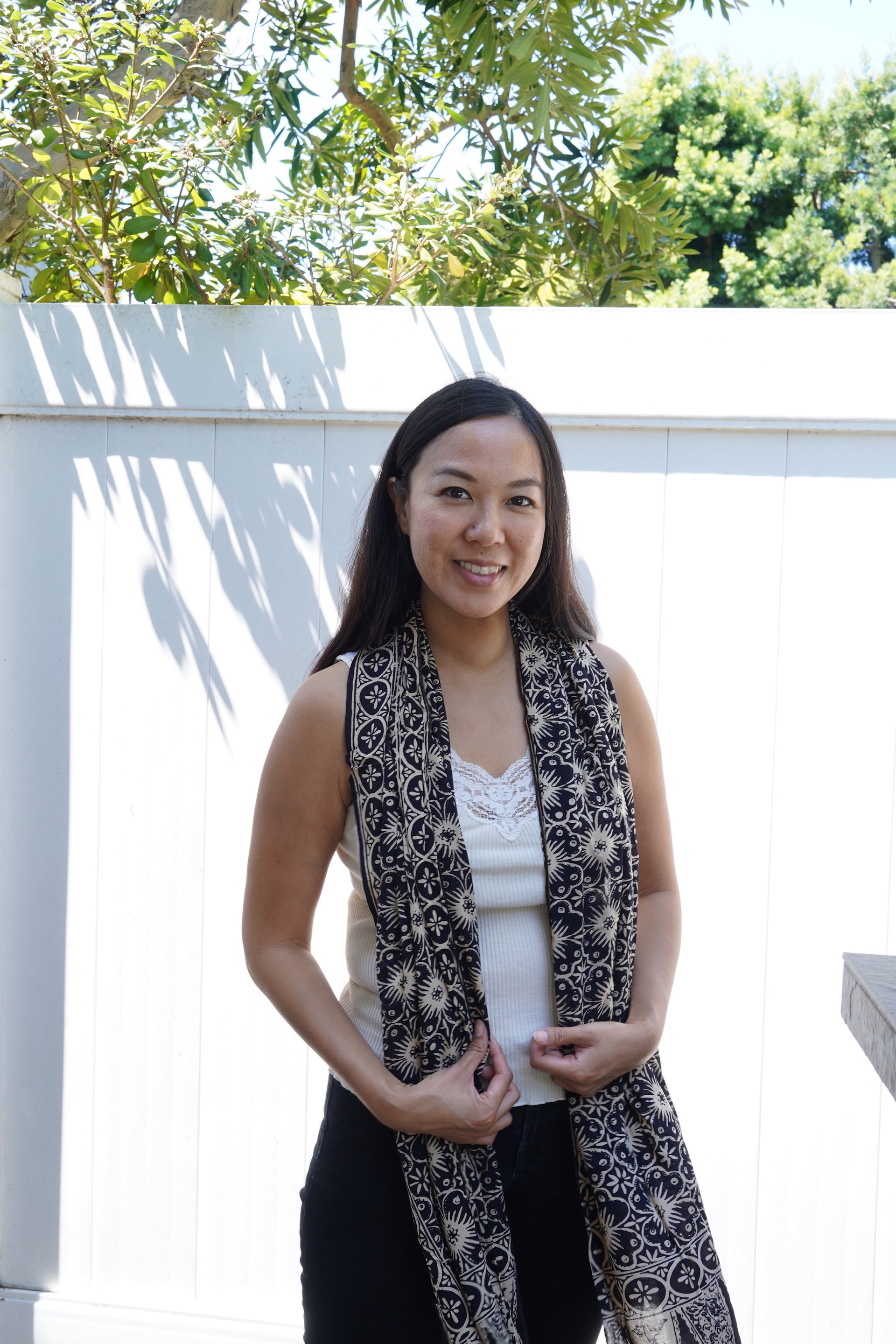 Hand Dyed Batik Scarf - Cotton - Hibiscus Brown Black, Lightweight 100% ...
