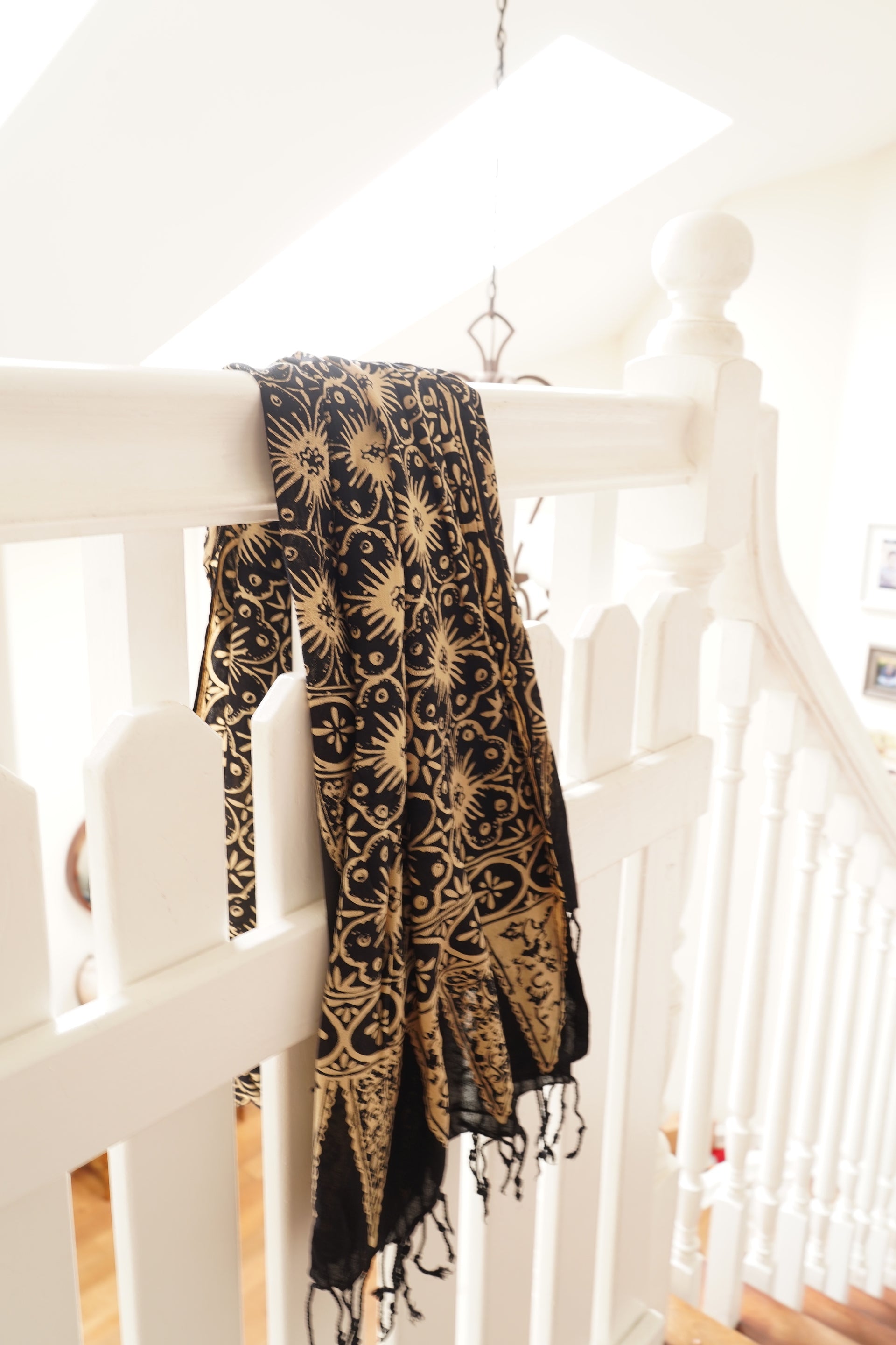 Hand Dyed Batik Scarf - Cotton - Hibiscus Brown Black, Lightweight 100% ...