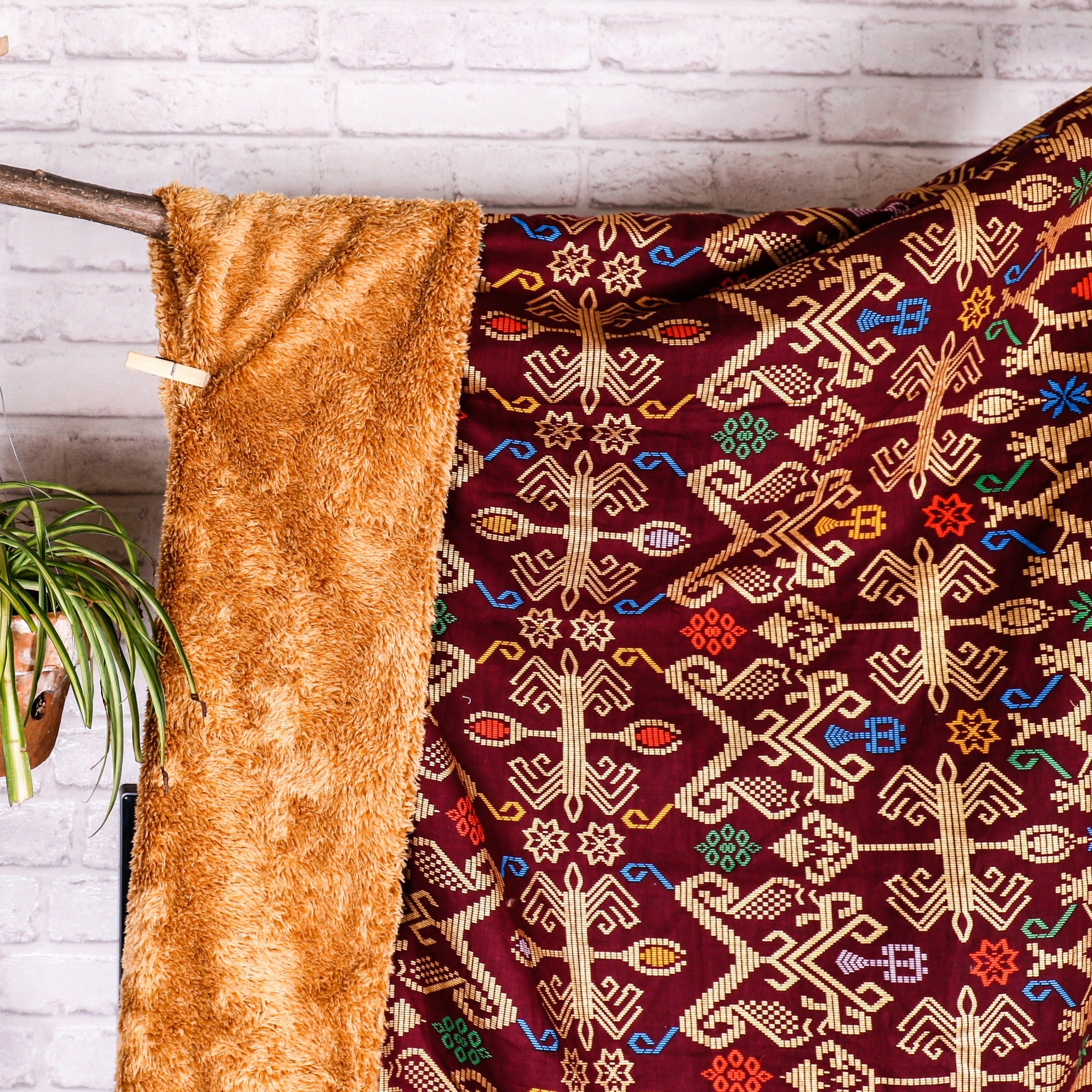 Ikat Blanket Throw, Maroon from Bali, Indonesia – Kasih Co-op