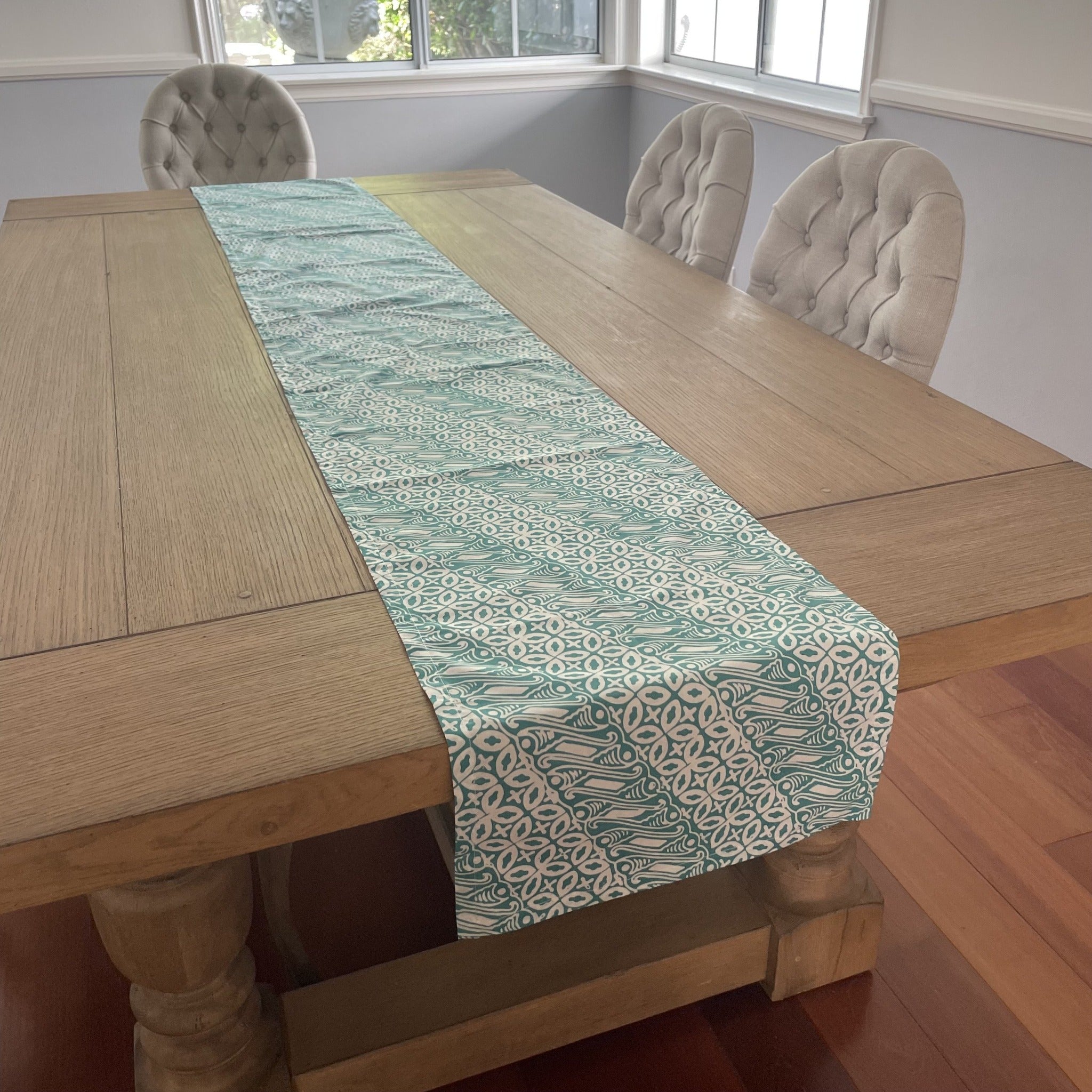 Batik Table Runner Green Royalty, Hand Dyed, 100% Cotton – Kasih Co-op