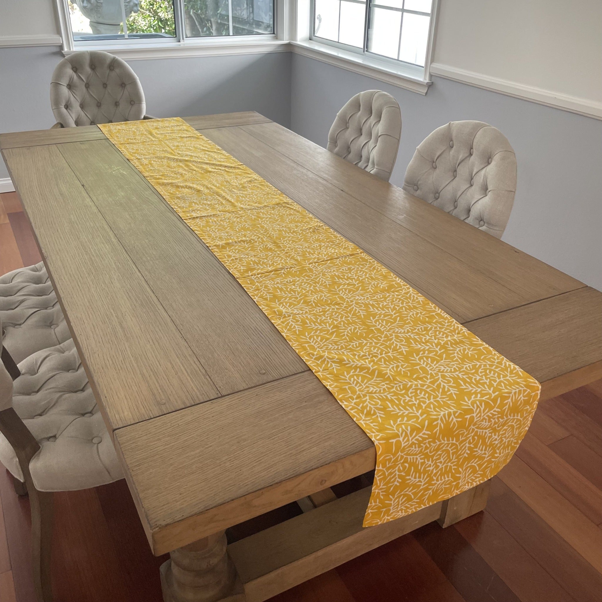 Batik Table Runner Yellow Twig, Hand Dyed, 100% Cotton – Kasih Co-op