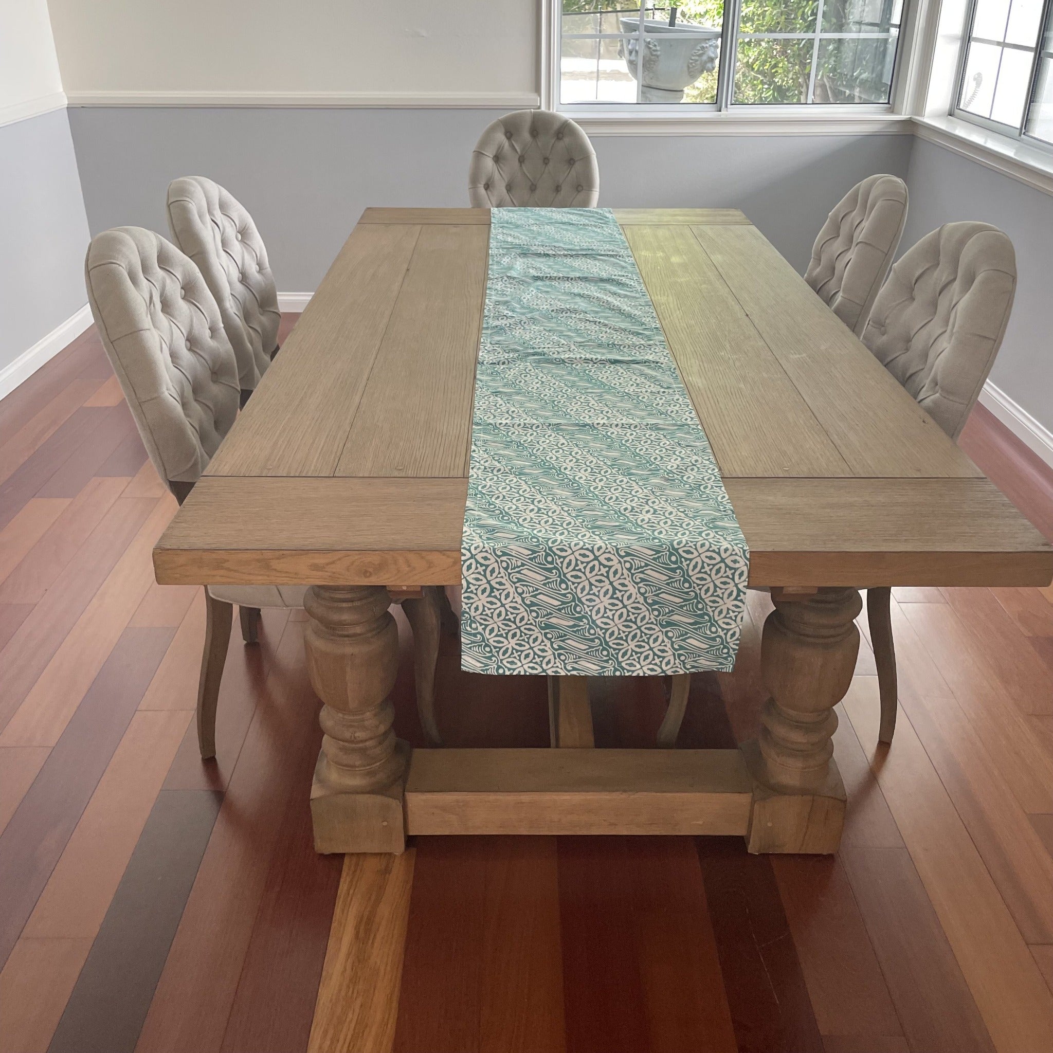 Batik Table Runner Green Royalty, Hand Dyed, 100% Cotton – Kasih Co-op