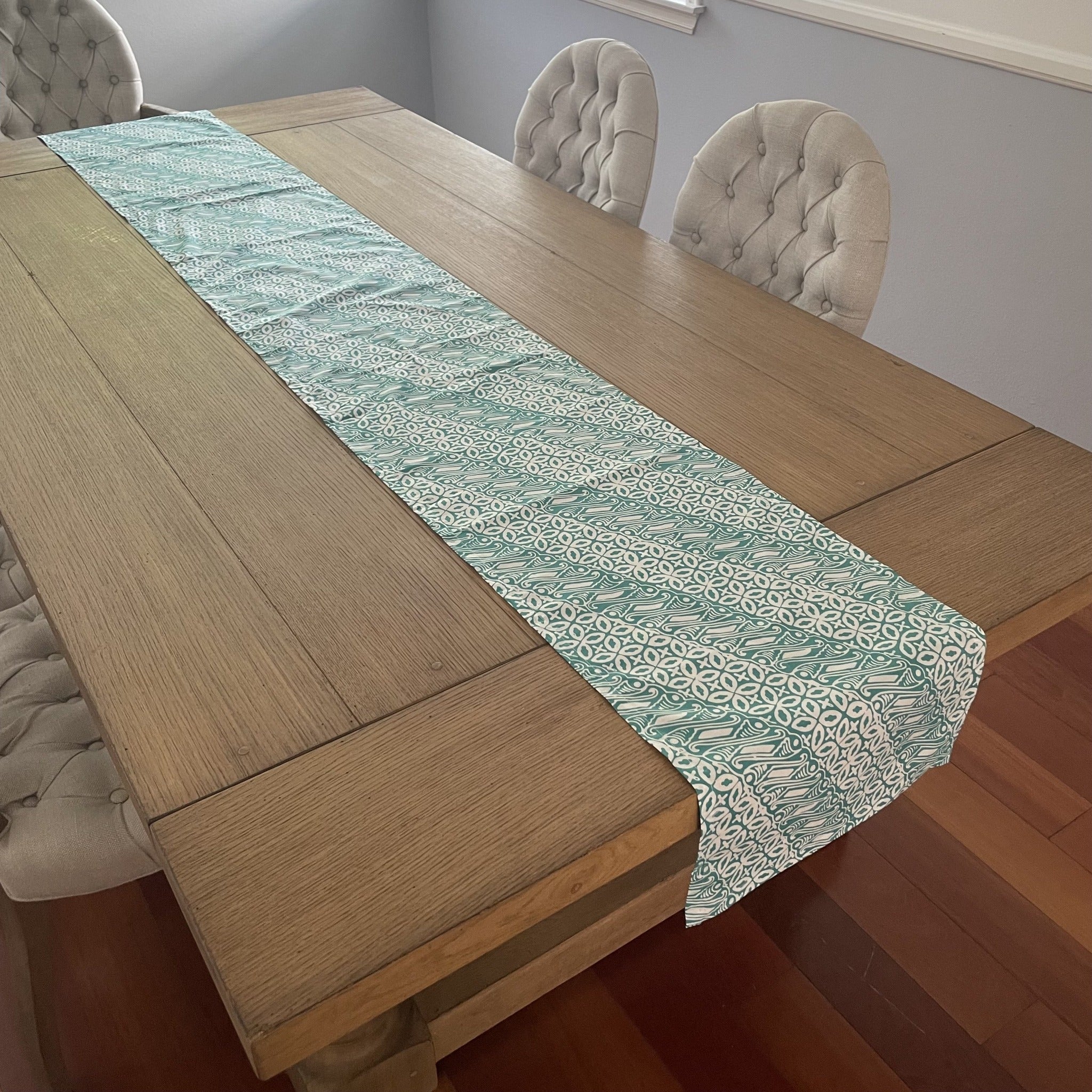 Batik Table Runner Green Royalty, Hand Dyed, 100% Cotton – Kasih Co-op
