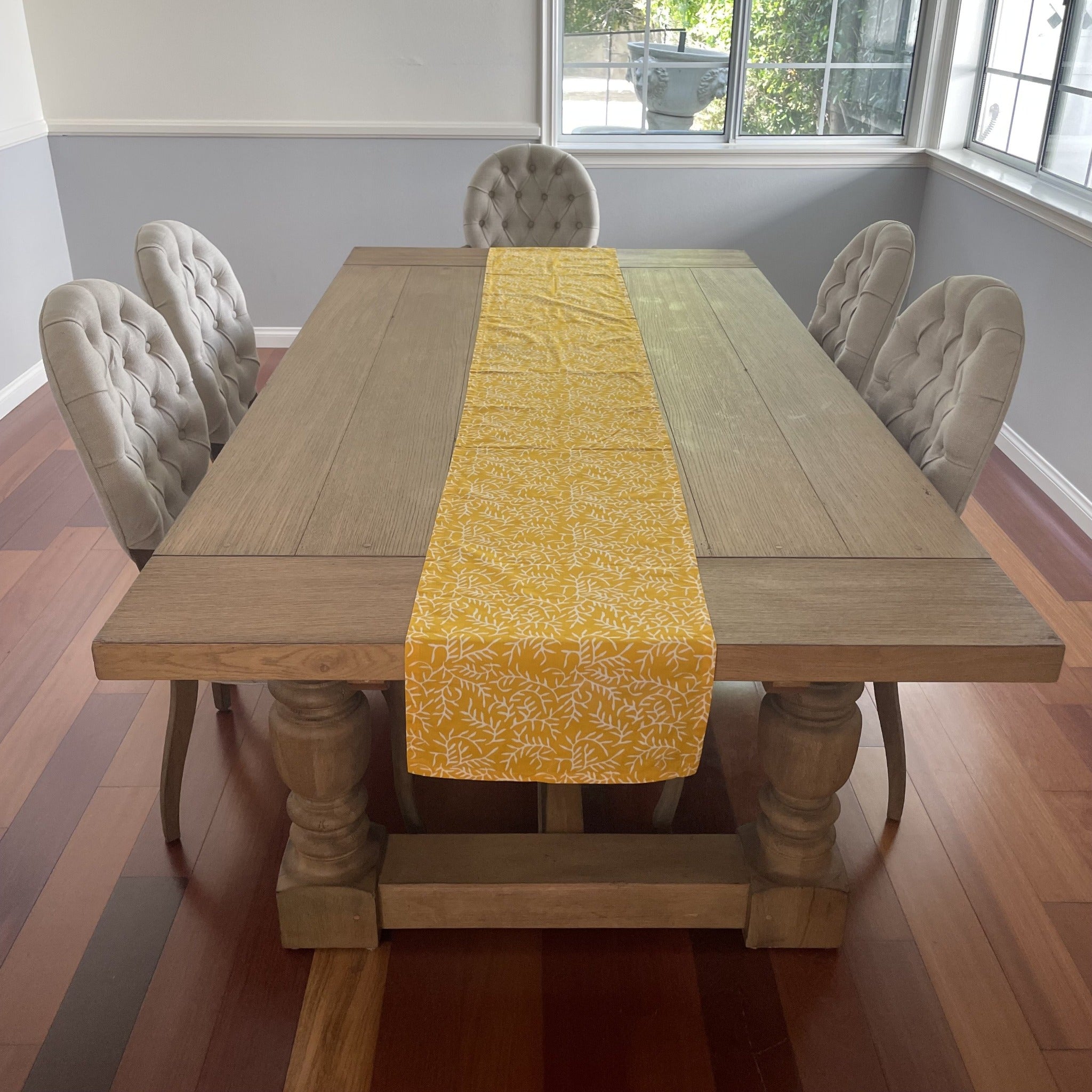 Batik Table Runner Yellow Twig, Hand Dyed, 100% Cotton – Kasih Co-op